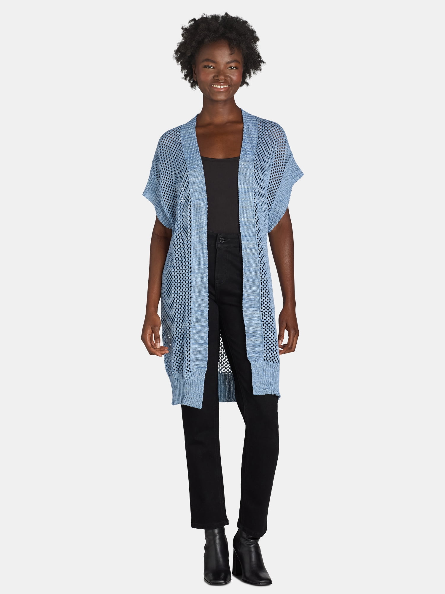 Time and Tru Women's Open Front Crochet Ruana, Sizes S-3XL - Walmart.com