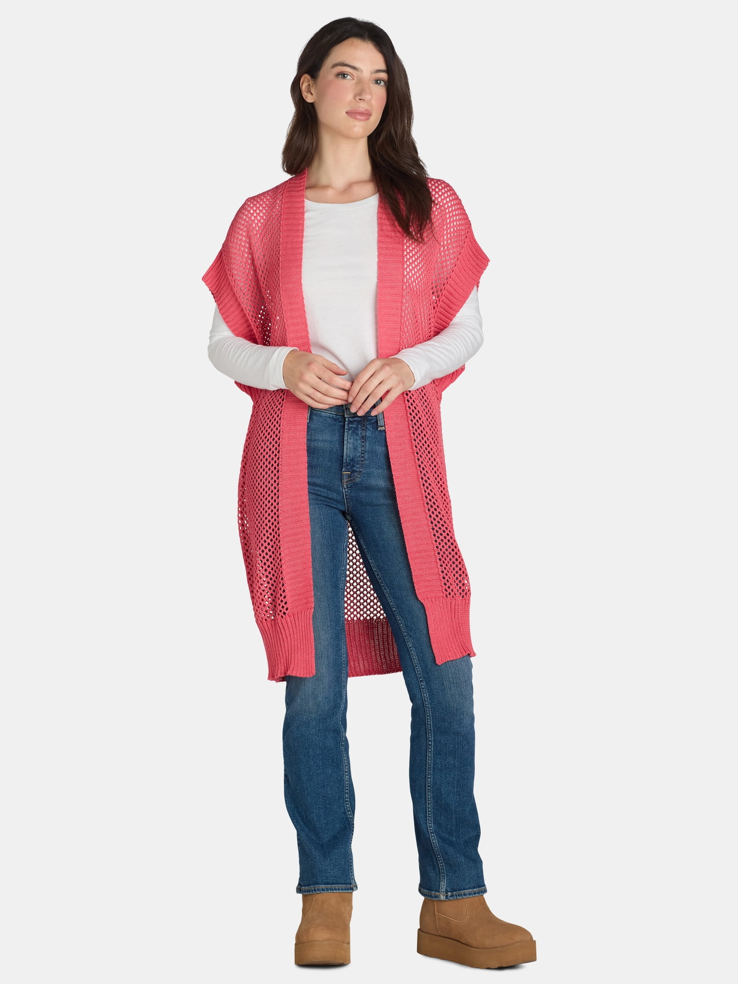 Time and Tru Women's Open Front Crochet Ruana, Sizes S-3XL - Walmart.com