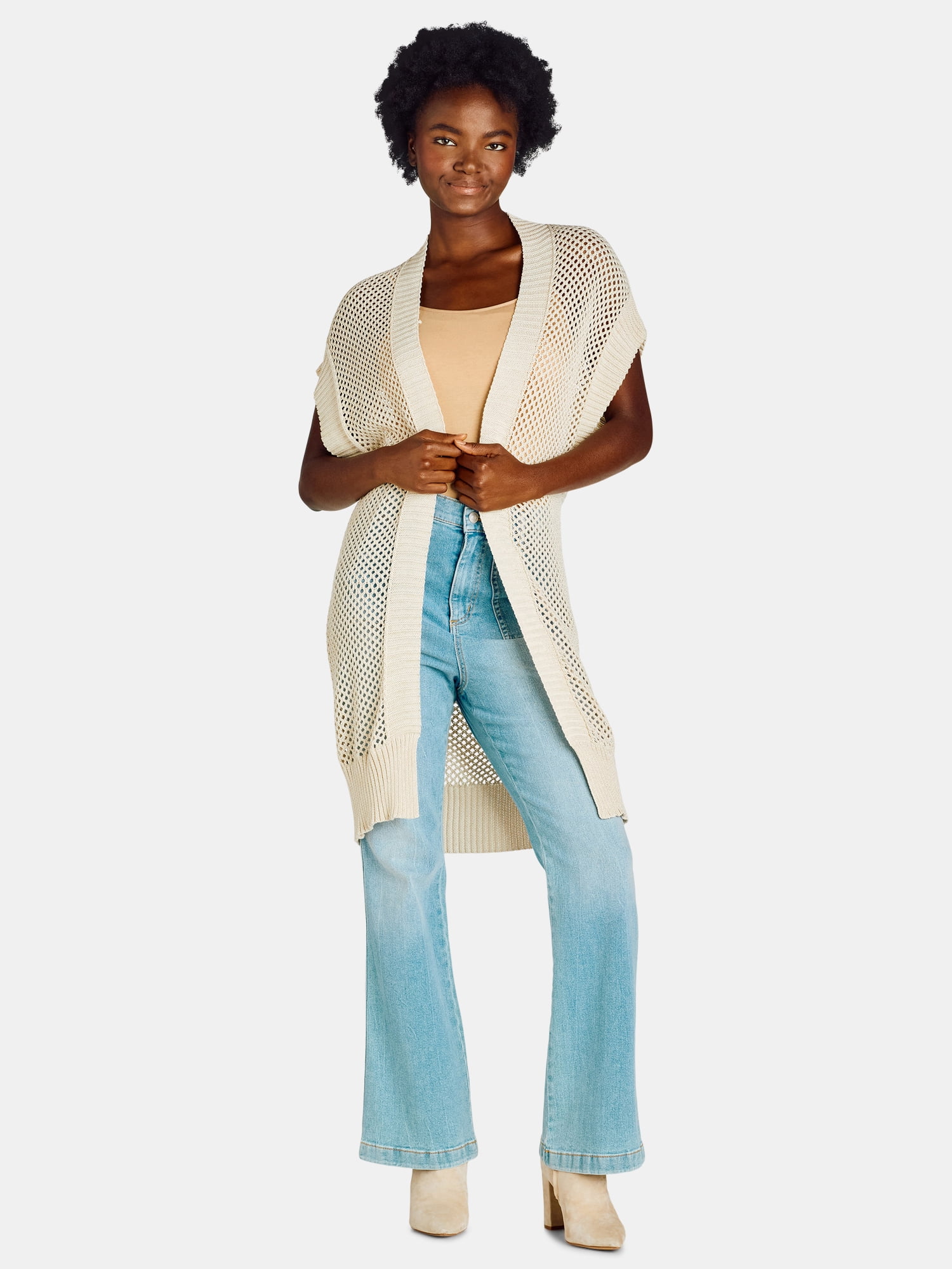 Time and Tru women's Crochet Ruana - Open Front Cover Up - Walmart.com