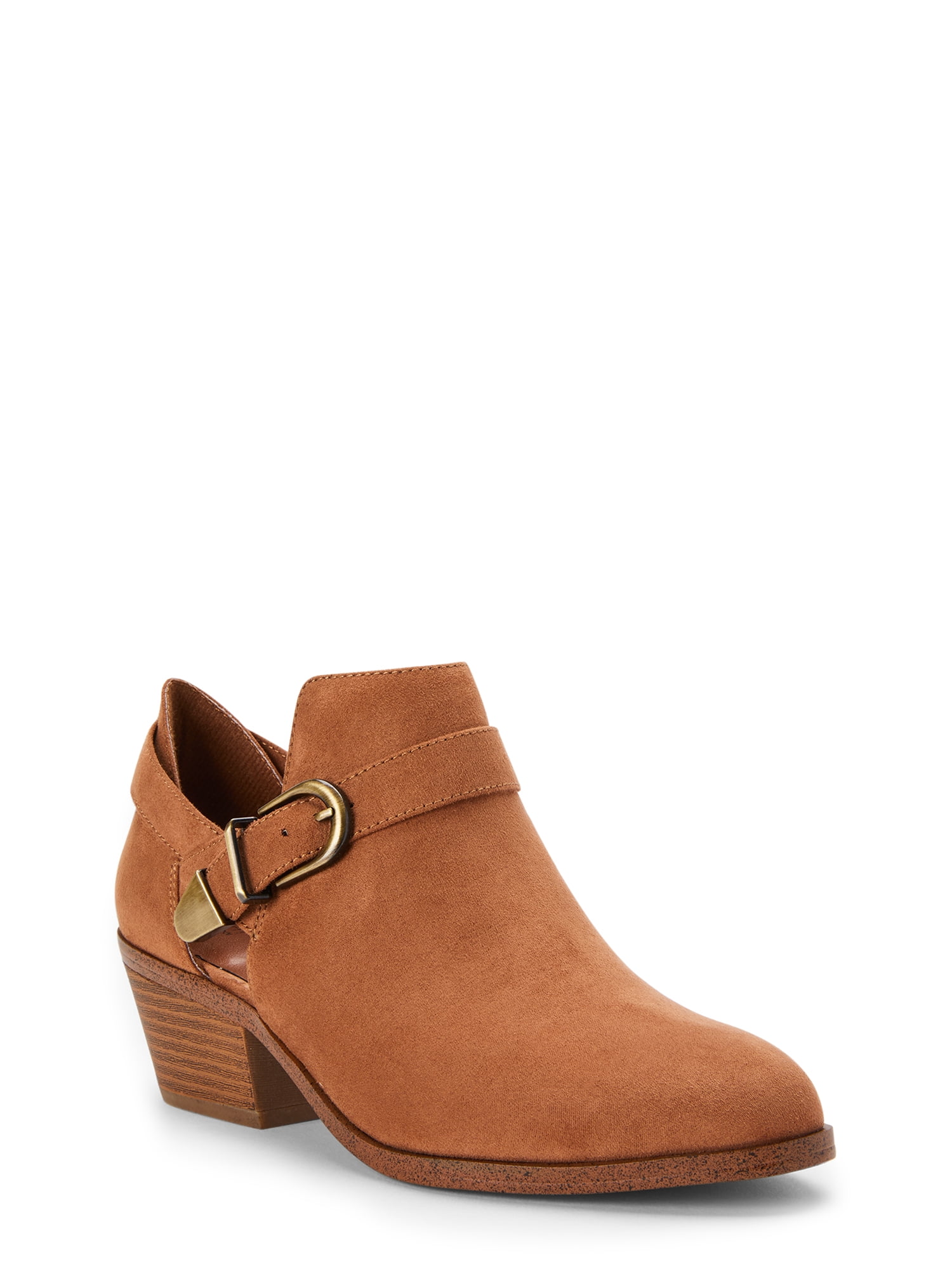 Time and Tru women's Open Side Booties - Stacked Heel Footbed - Walmart.com