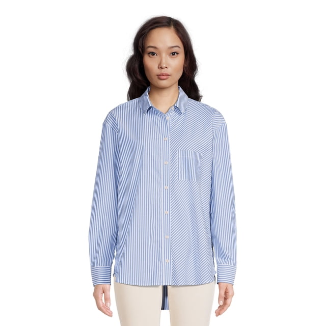 Time and Tru Women's Oversized Button-Down Shirt - Walmart.com