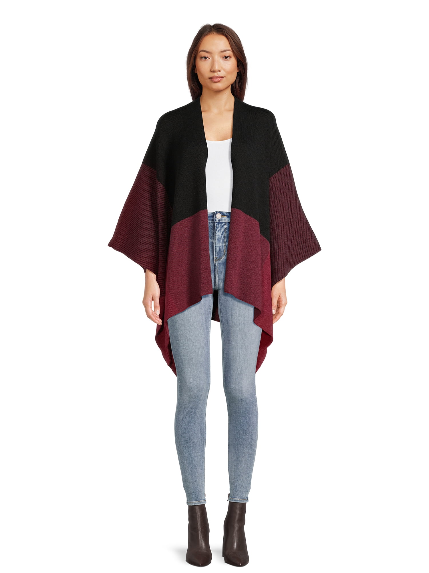 Time and Tru Women's Oversized Plaid Ruana Layering Piece Wrap, One ...