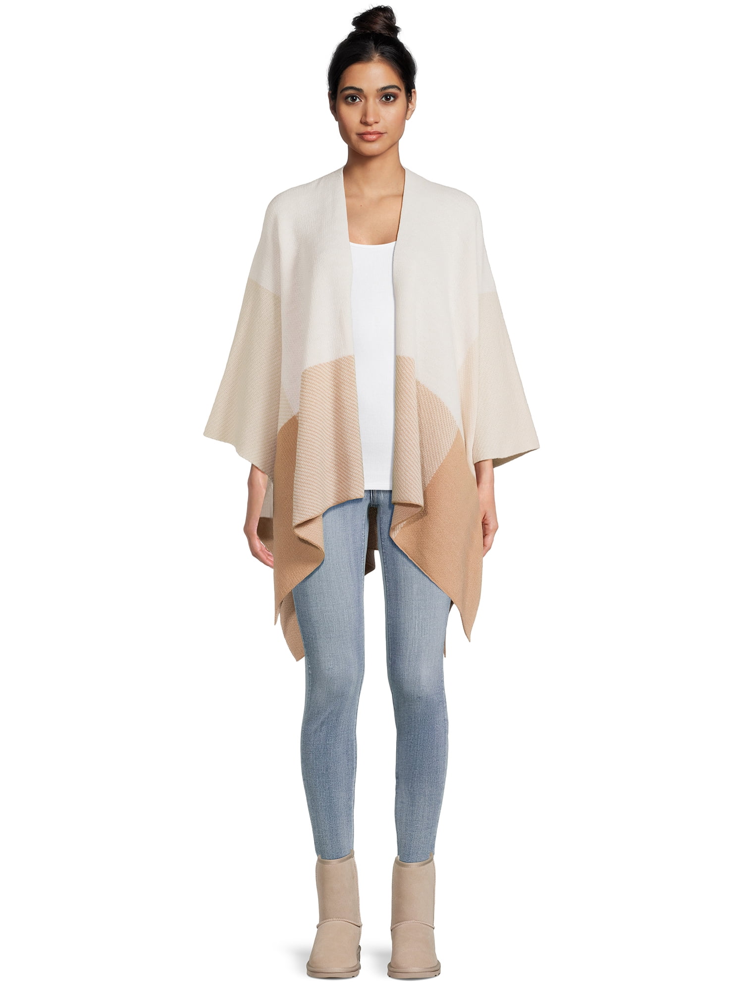 Time and Tru Women's Oversized Plaid Ruana Layering Piece Wrap, One ...