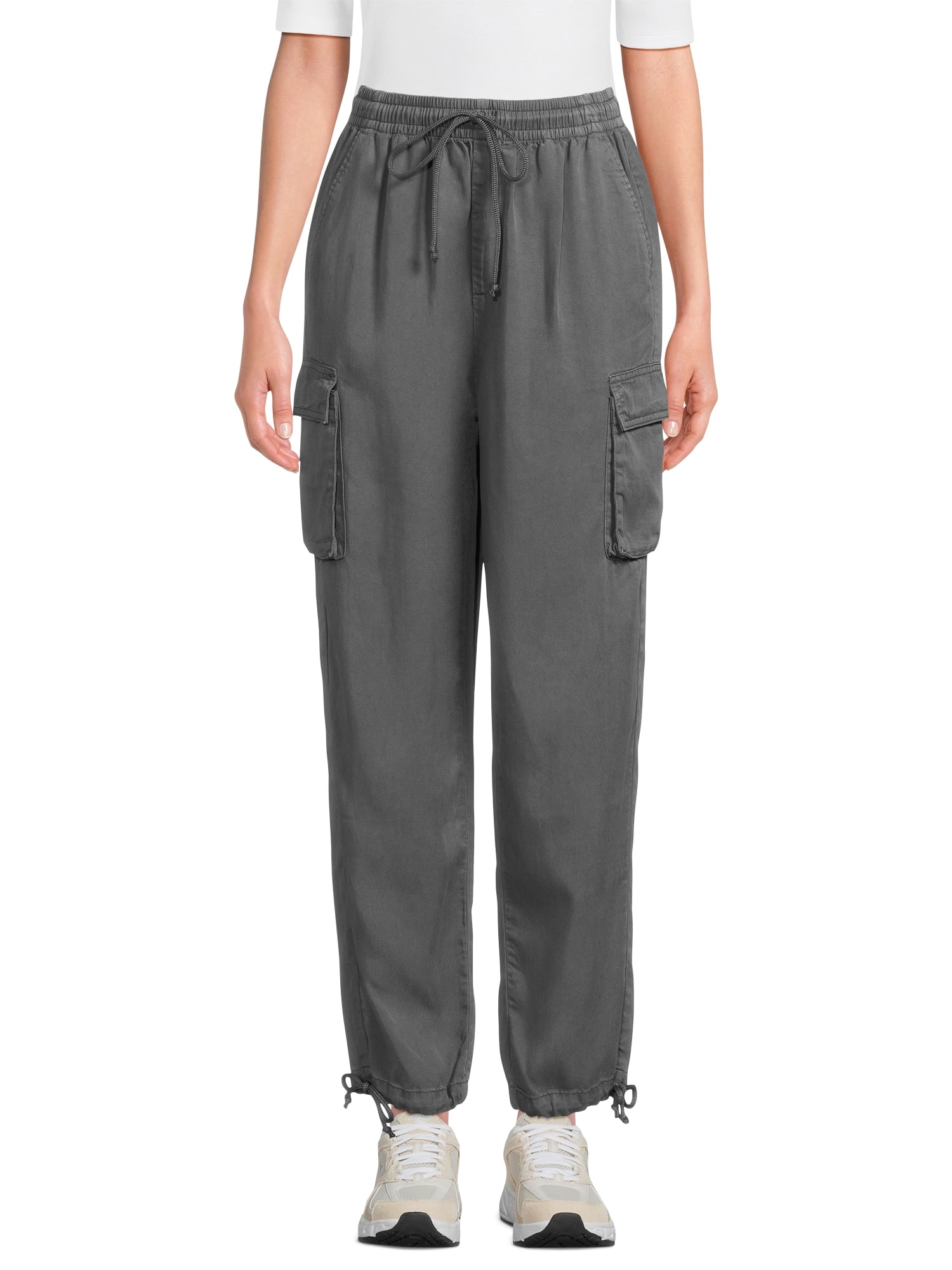 Time and Tru Women's Parachute Cargo Jogger Pants, 28" Inseam, Sizes XS ...