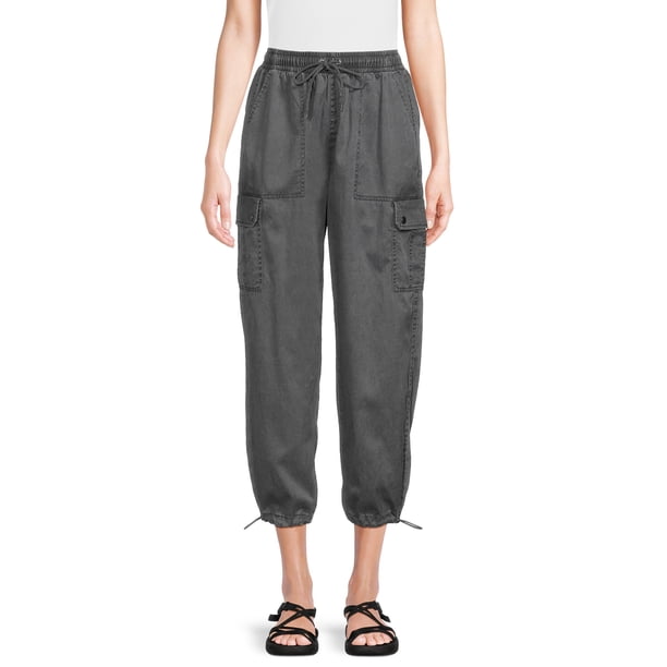 Time and Tru Women's Parachute Cargo Jogger Pants, 29" Inseam, Sizes XS ...