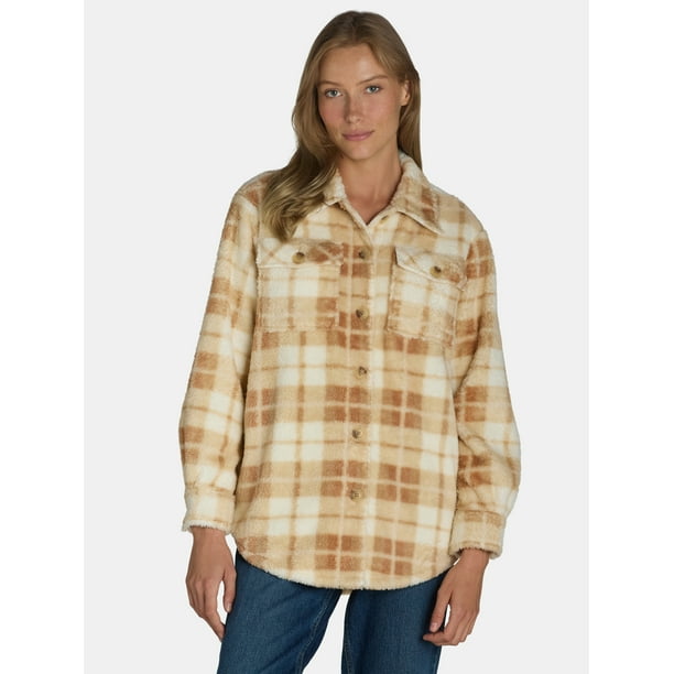Time and Tru Women's Faux Shearling Shacket, Sizes XS-XXXL - Walmart ...