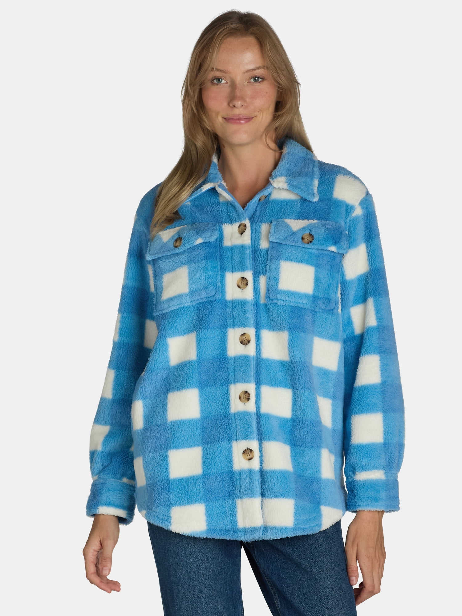 Time and Tru Women's Faux Shearling Shacket, Sizes XS-XXXL - Walmart ...