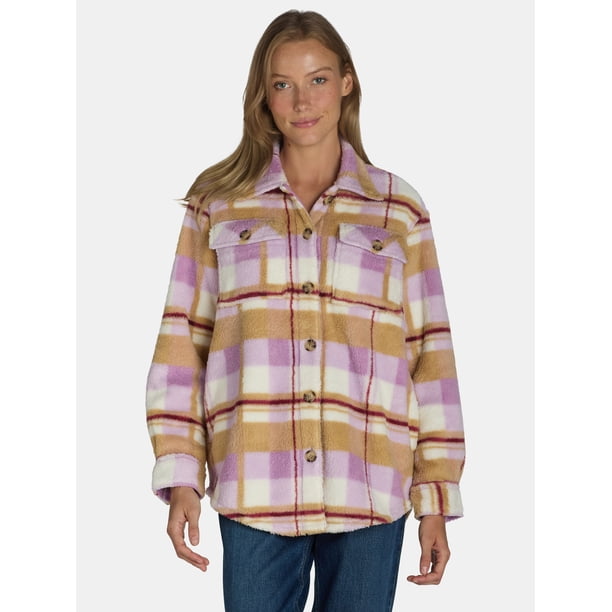 Time and Tru Women's Faux Shearling Shacket, Sizes XS-XXXL - Walmart ...
