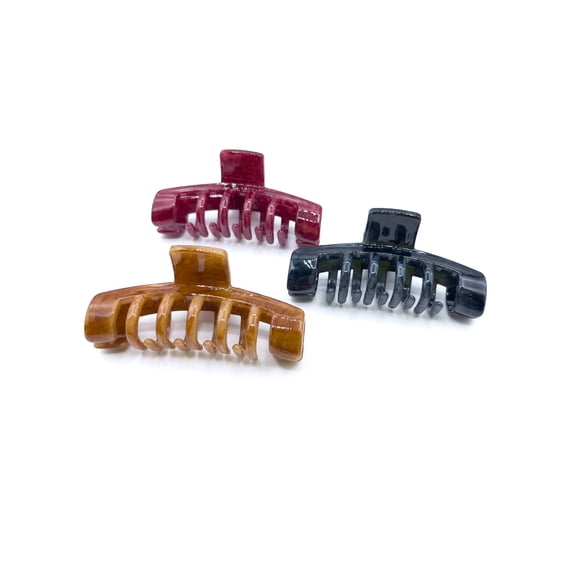 Time and Tru Women's Plastic Hair Claw Clips 9-Pack Pink Hair ...
