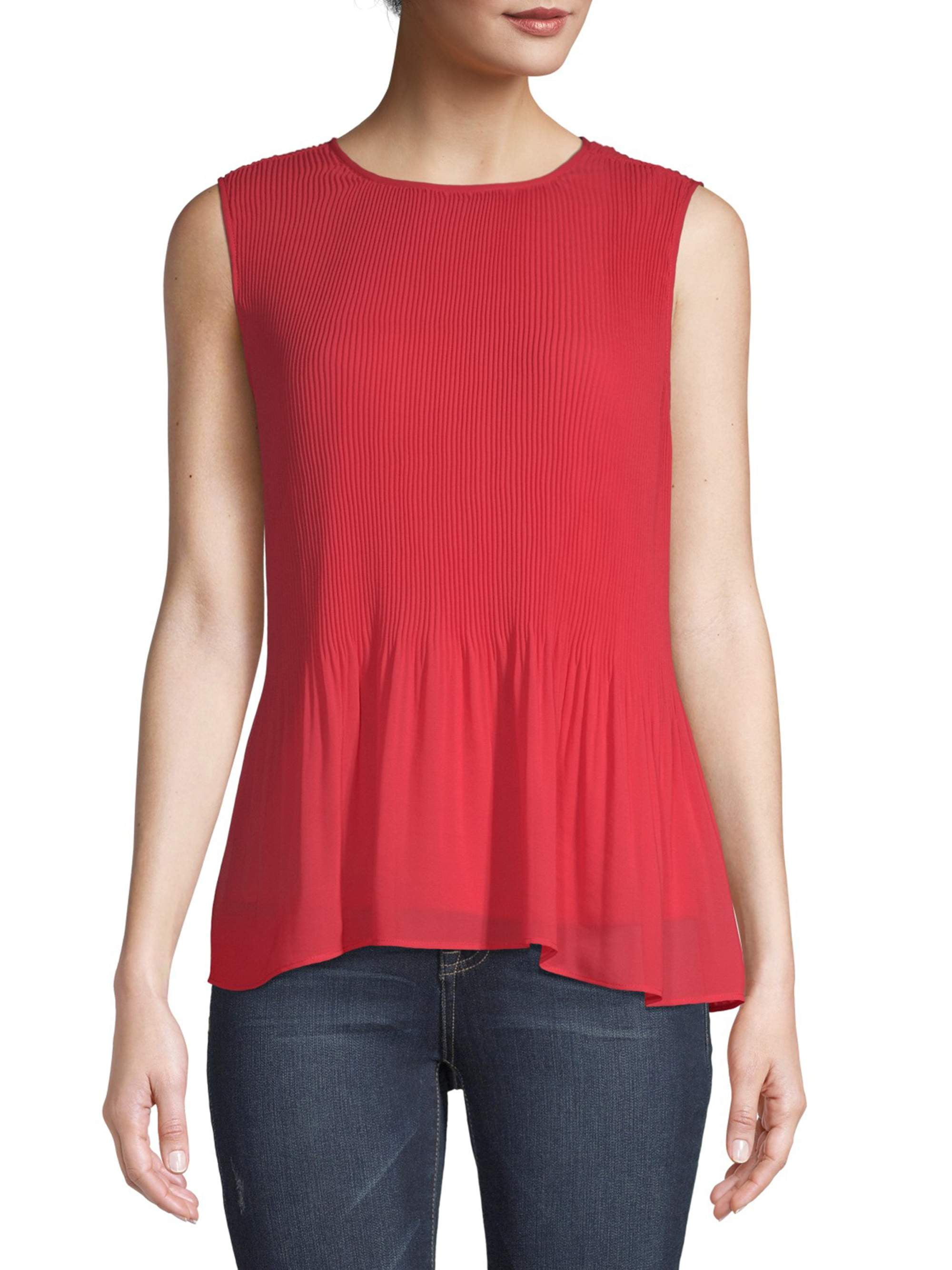 Time and Tru Women's Pleated Tank Top - Walmart.com