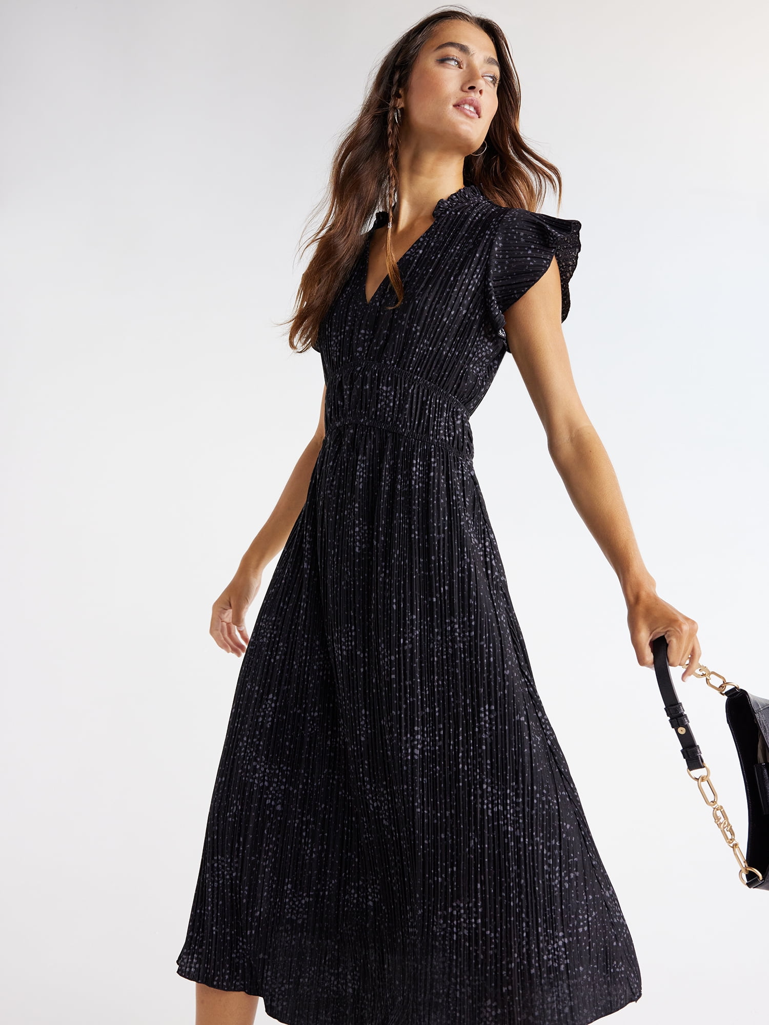 Time and Tru women's Plisse Midi Dress - Walmart.com