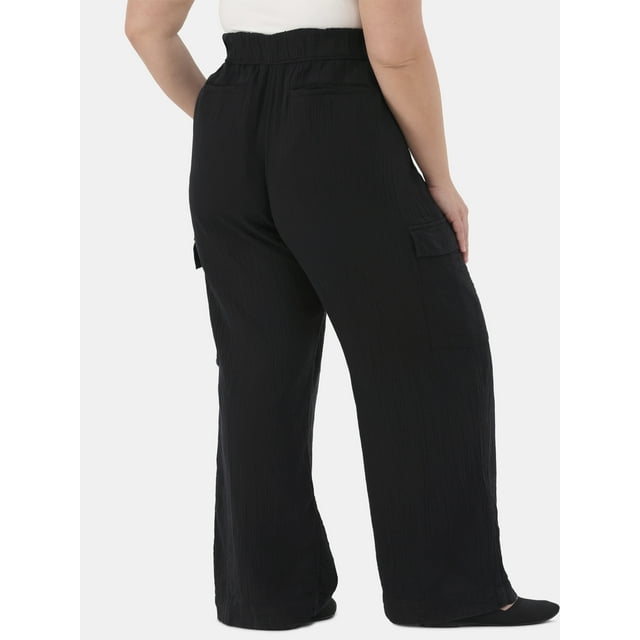 Time and Tru Women's and Women's Plus Cotton Double Cloth Cargo Pants ...