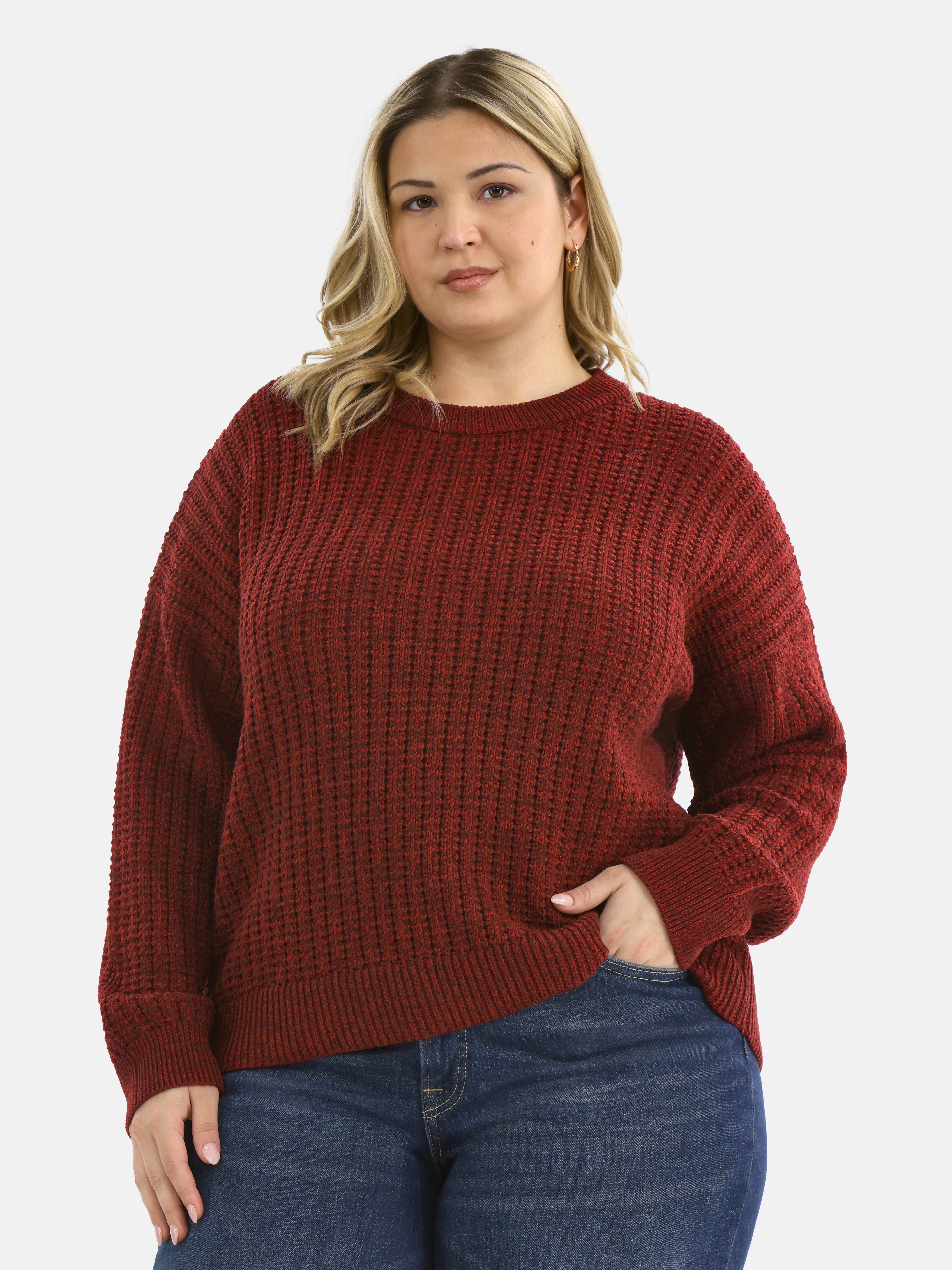 Time and Tru Women's and Women’s Plus Textured Stitch Sweater ...