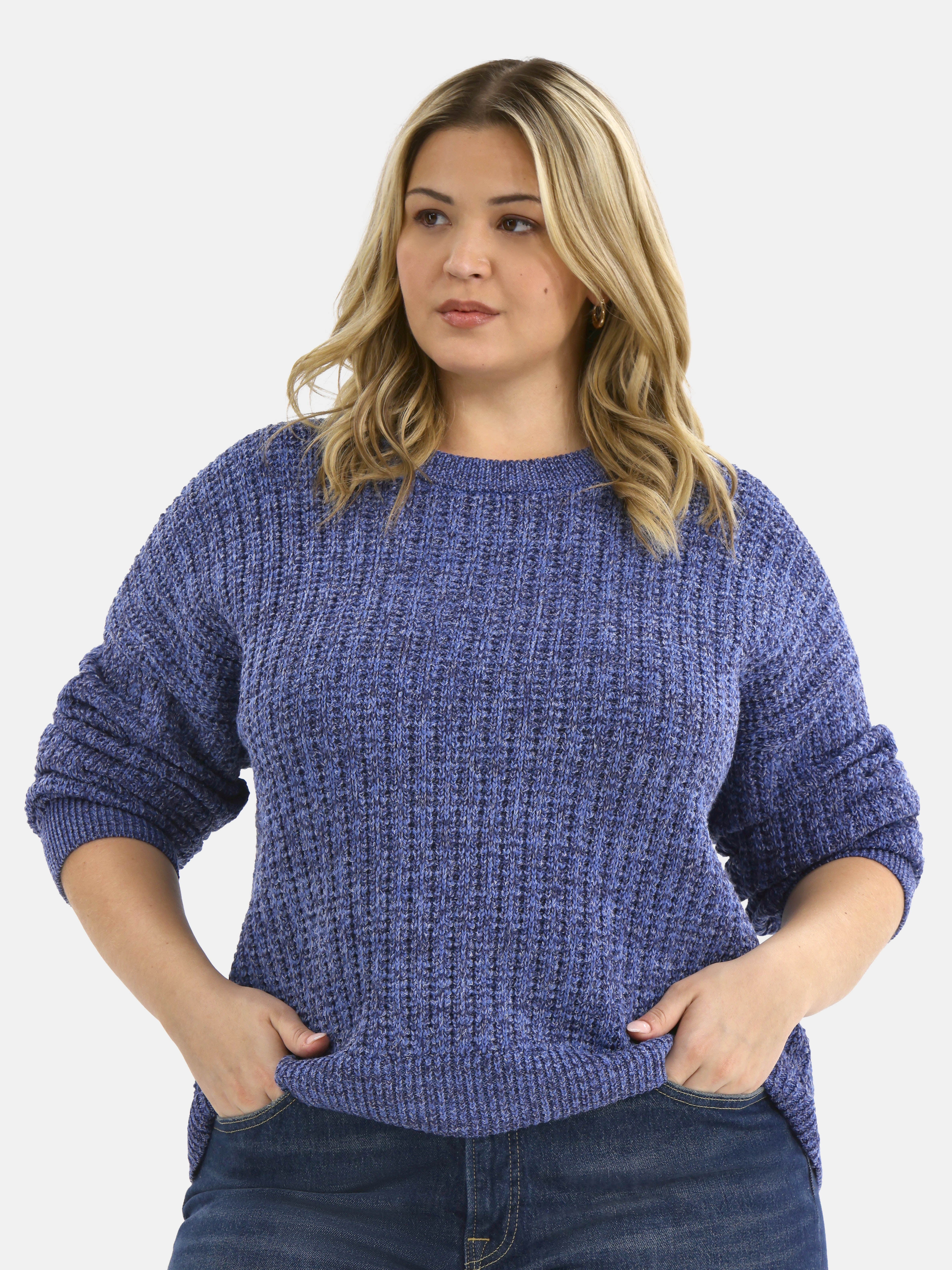 Time and Tru Women's and Women’s Plus Textured Stitch Sweater ...