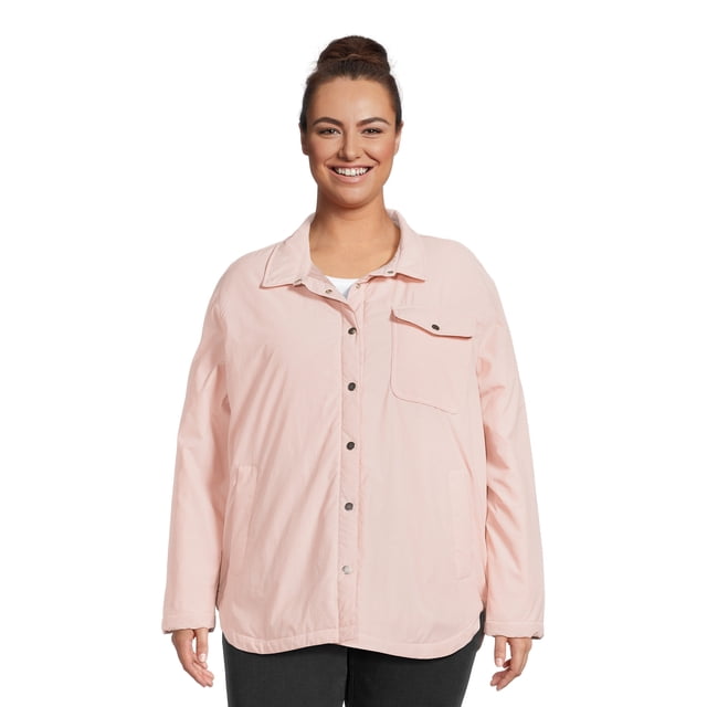 Time and Tru Women's Plus Size Snap Front Shacket, Sizes XS-3X ...