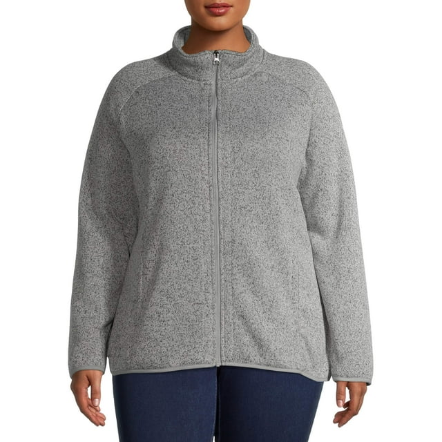 Time and Tru Women's Plus Size Sweater Fleece Full Zip Jacket - Walmart.com