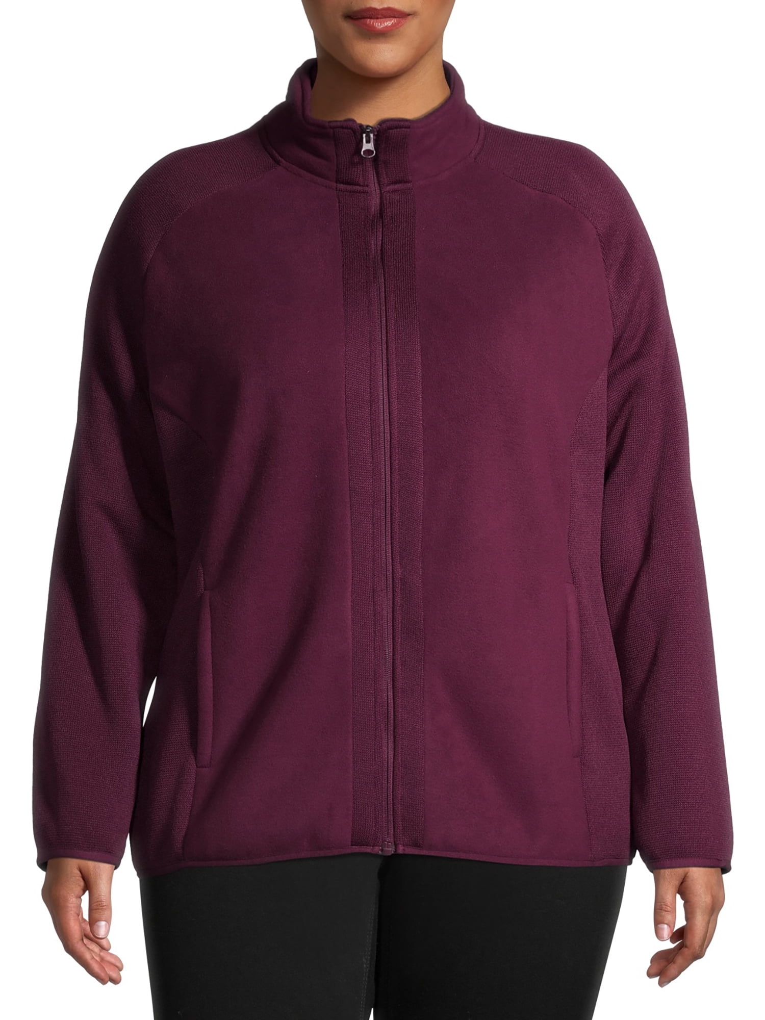 Time and Tru Women's Plus Size Sweater Fleece Full Zip Jacket - Walmart.com