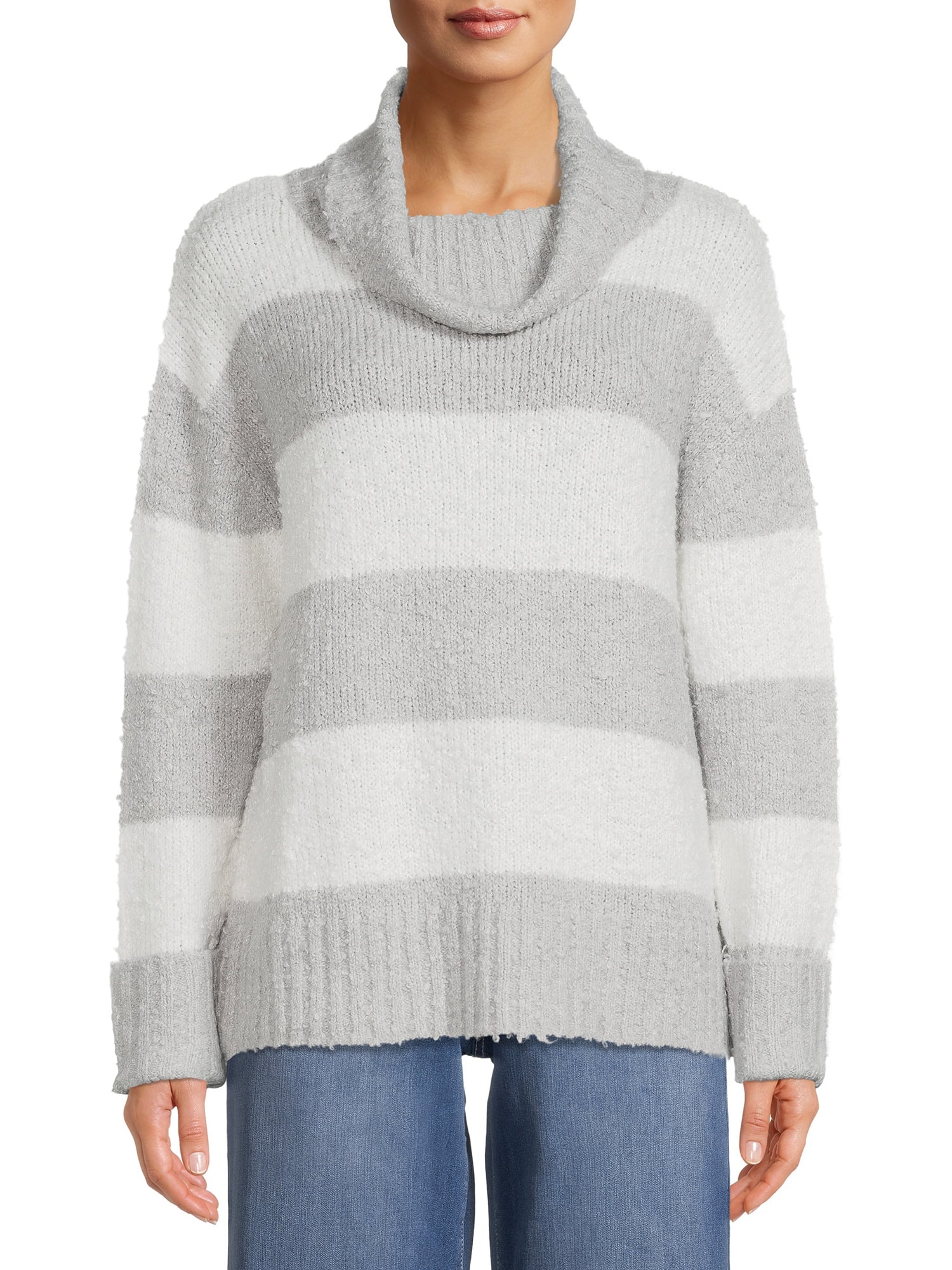 Time and Tru Women's Plush Cowl Neck Pullover Sweater - Walmart.com