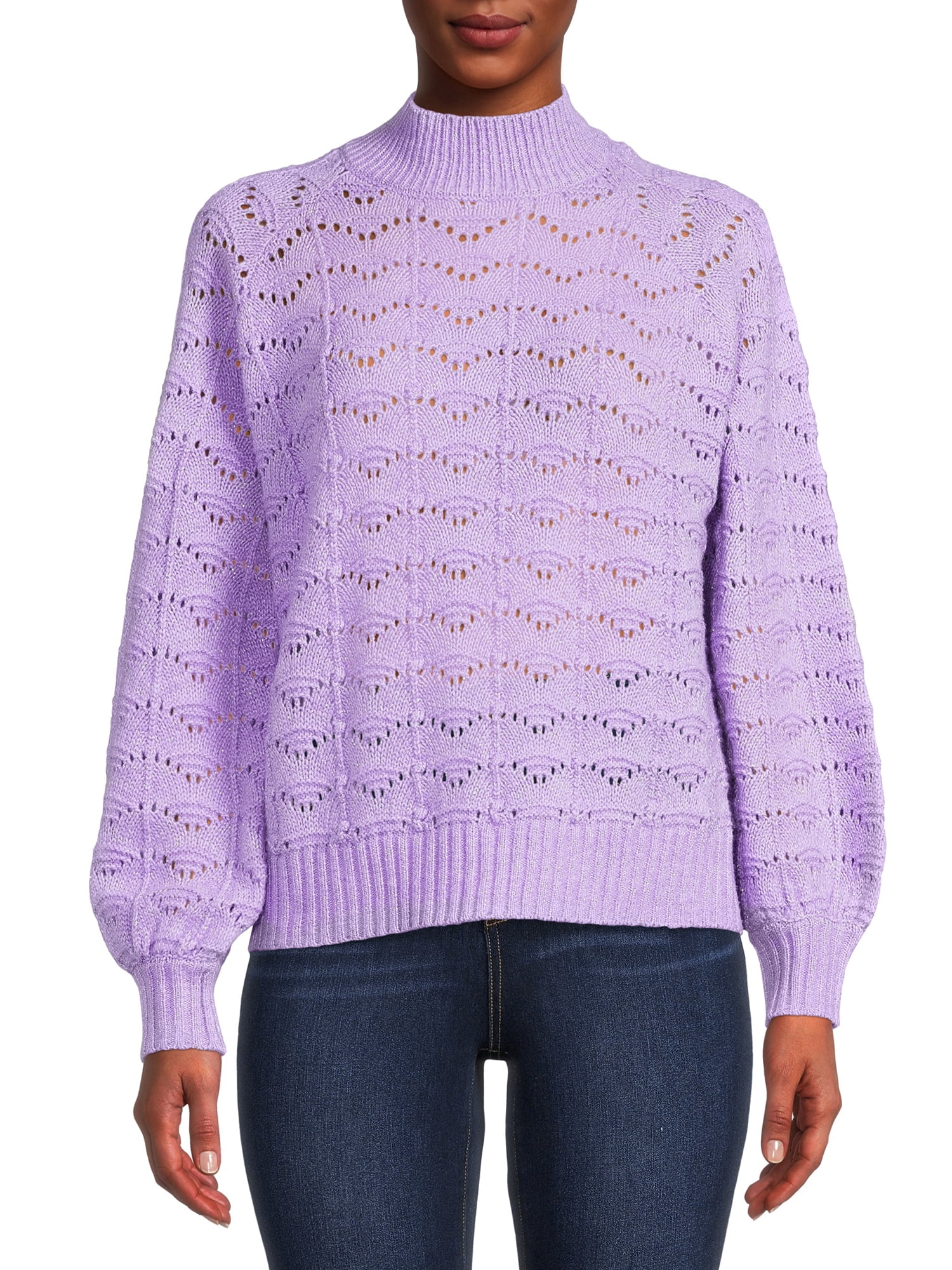 Time and Tru women's Pointelle Lurex Sweater - Walmart.com