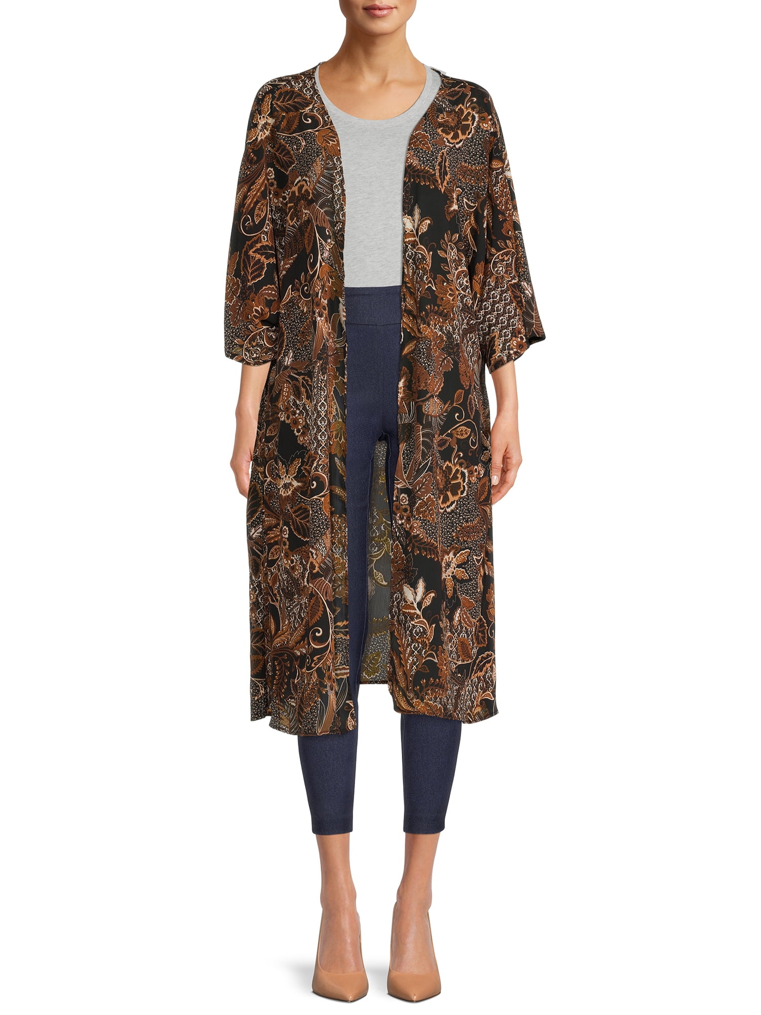 Time and Tru Women's Printed Duster - Walmart.com