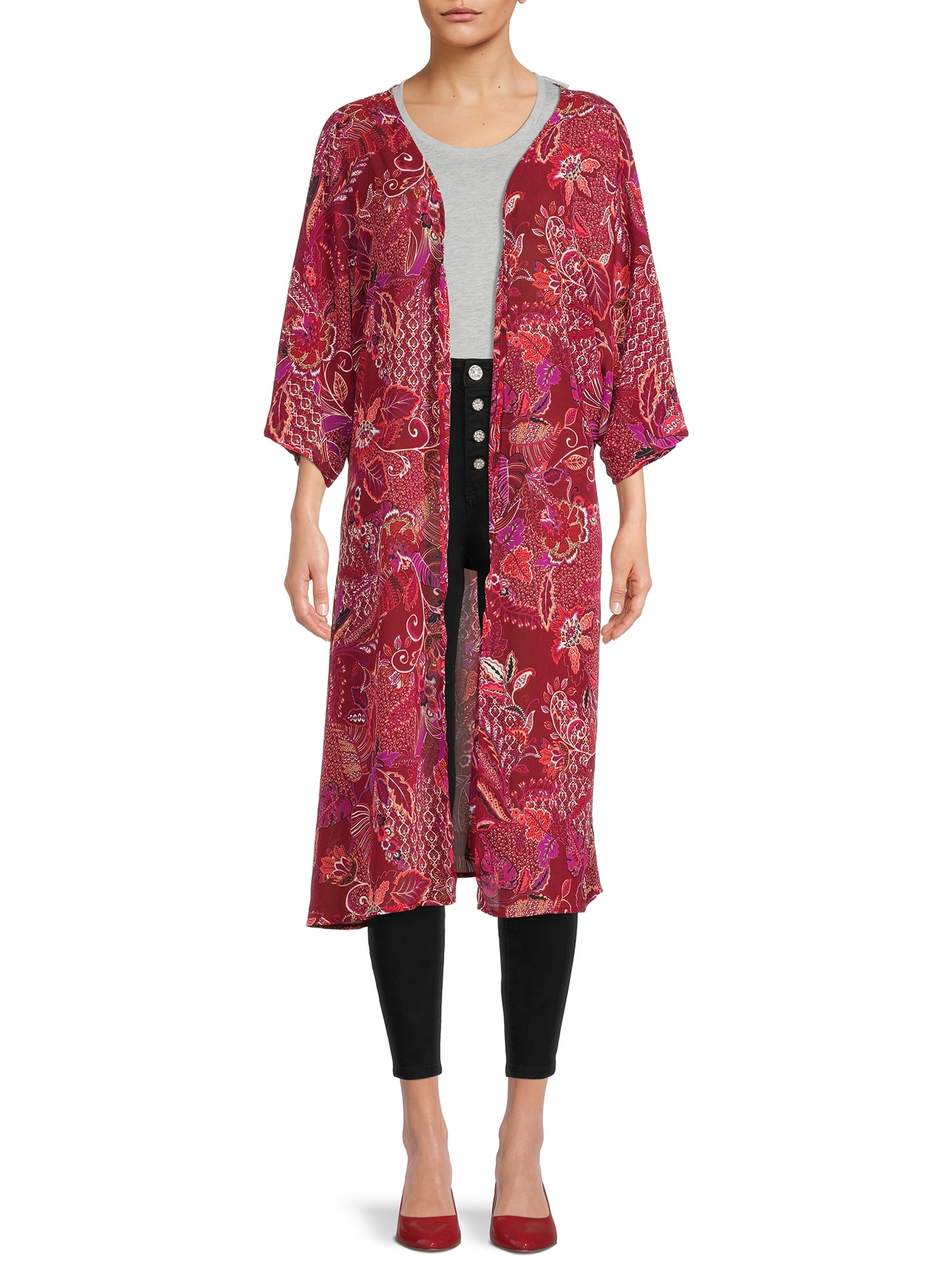 Time and Tru Women's Printed Duster - Walmart.com