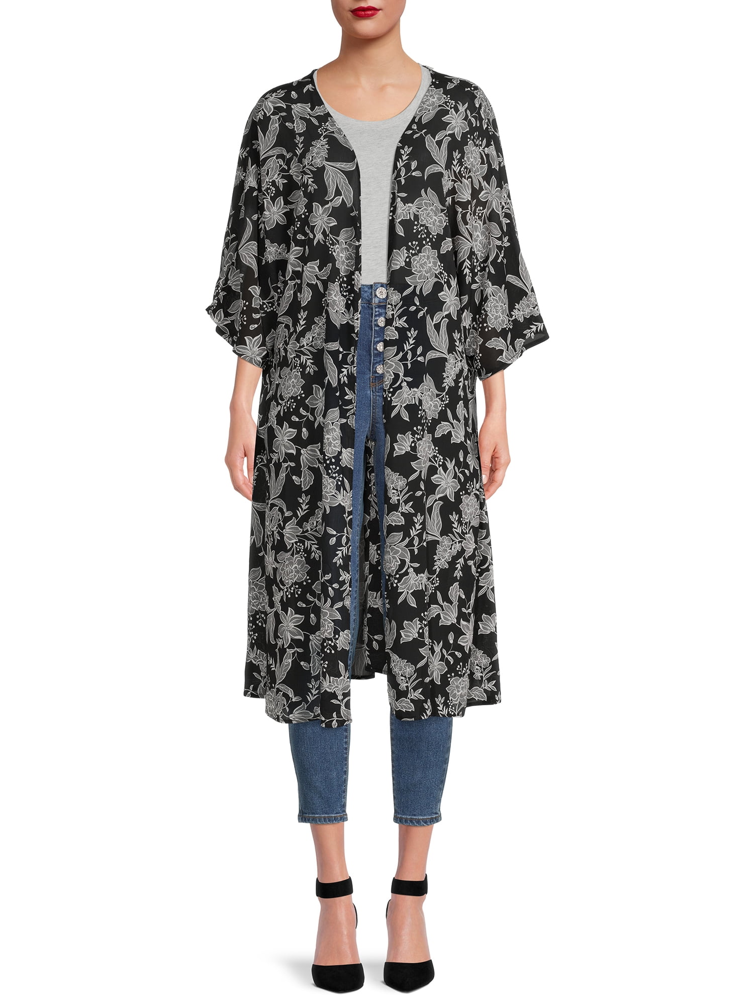 Time and Tru Women's Printed Duster - Walmart.com