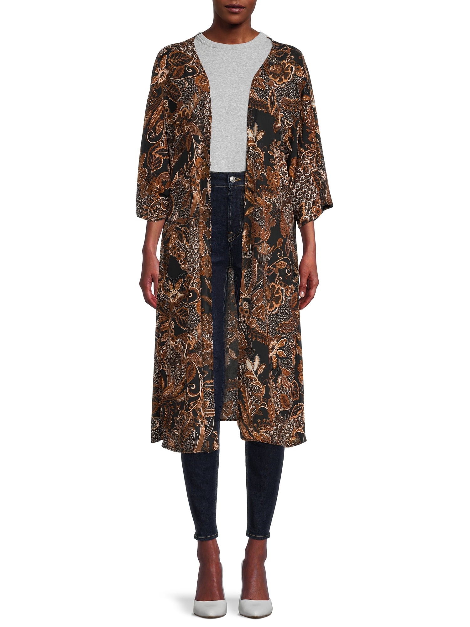 Time and Tru Women's Printed Duster - Walmart.com