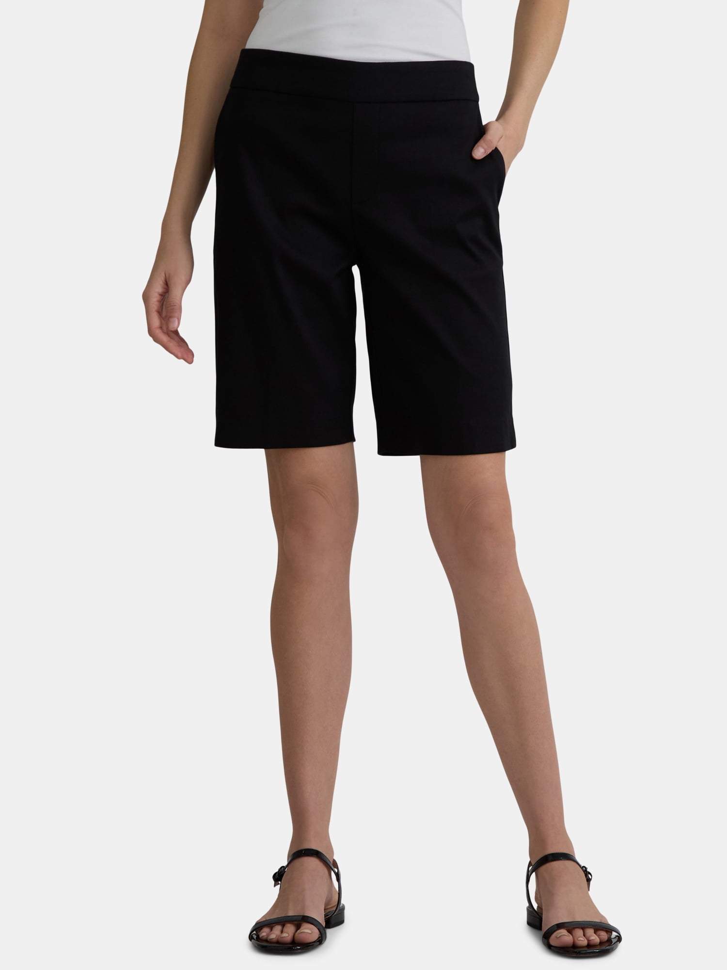 Time and Tru Women's Pull On Bermuda Shorts, 10" Inseam, Sizes XS-XXXL ...