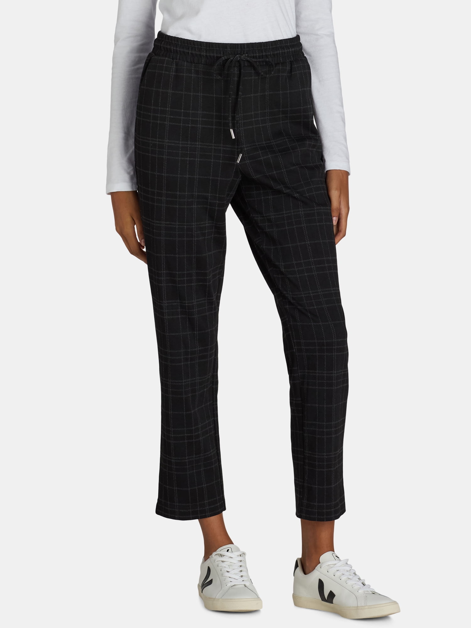 Time and Tru Women's Pull-On Knit Drawstring Pants, 28" Inseam, Sizes ...