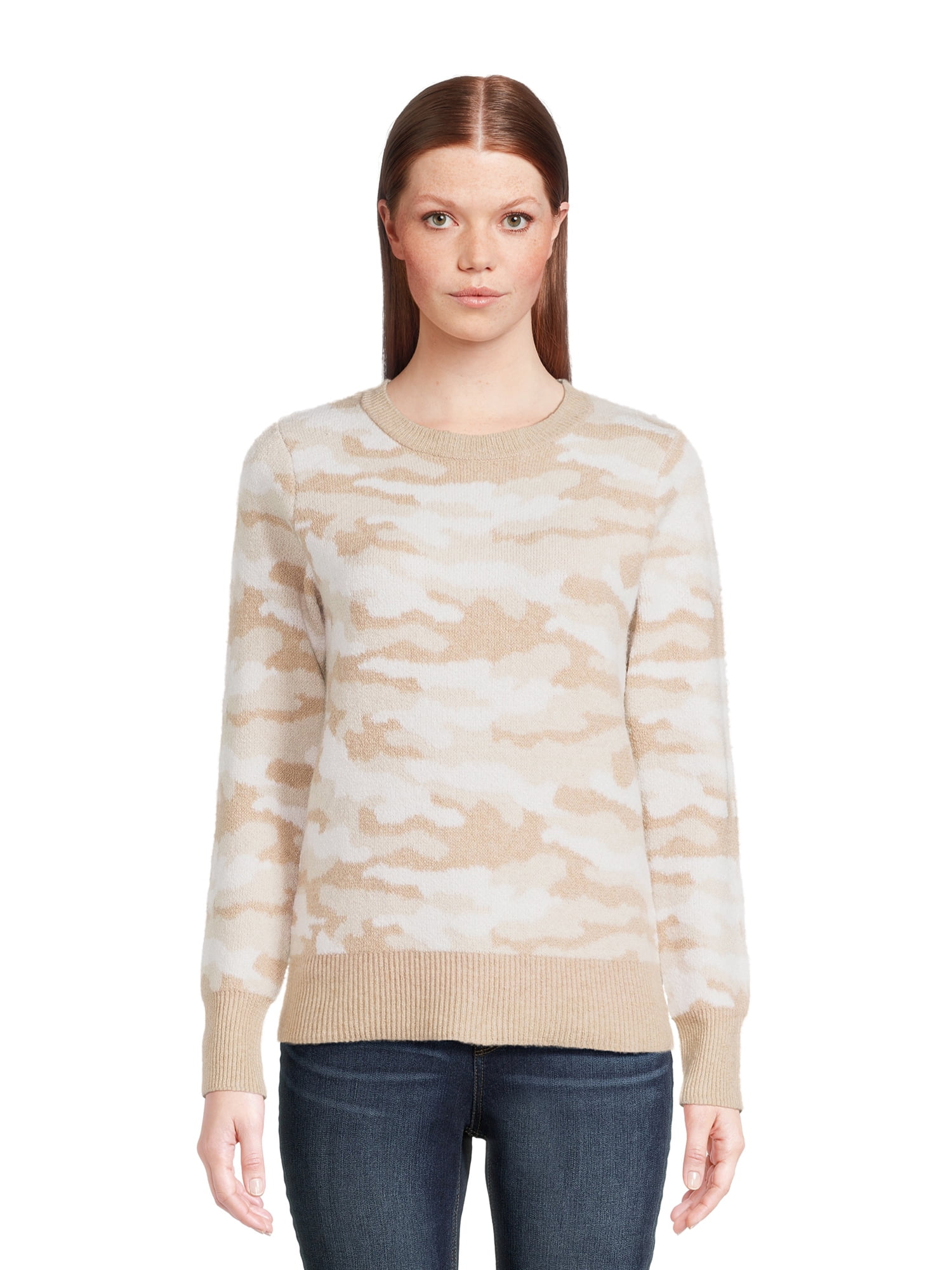Time and Tru Women's Pullover Crew Neck Sweater, Midweight, Sizes XS ...