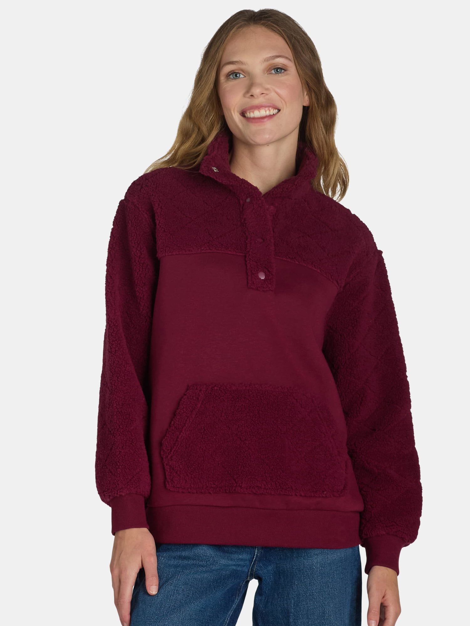 Time and Tru Women's Quilted Fleece Pullover, Sizes S-XXXL - Walmart.com