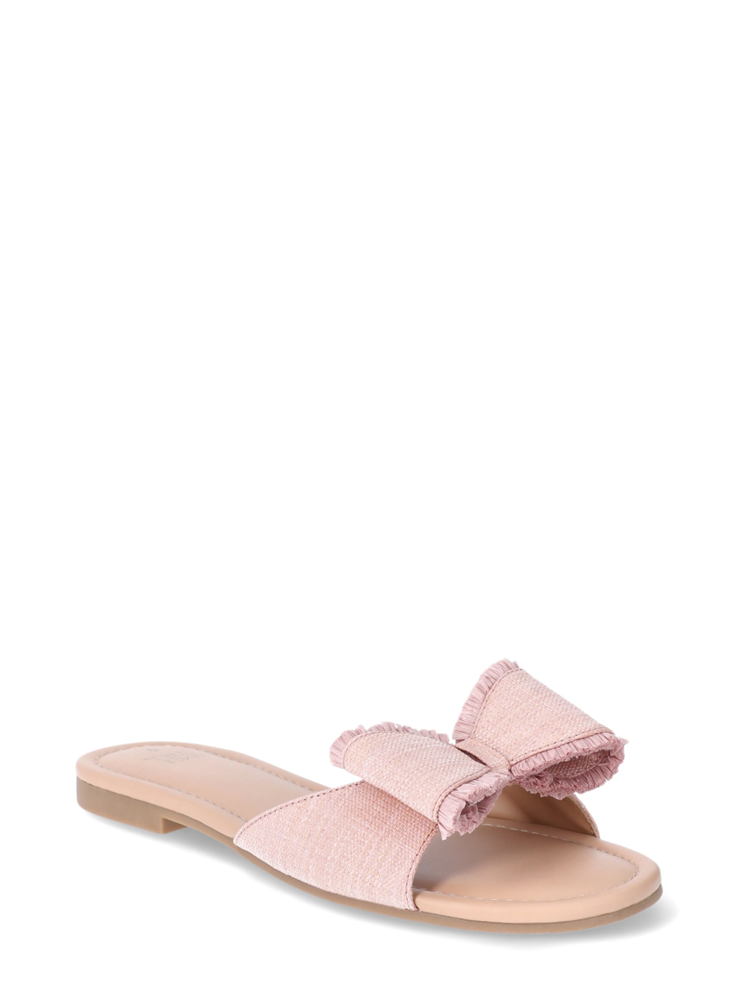 Time and Tru Women's Raffia Bow Slide Sandals - Walmart.com