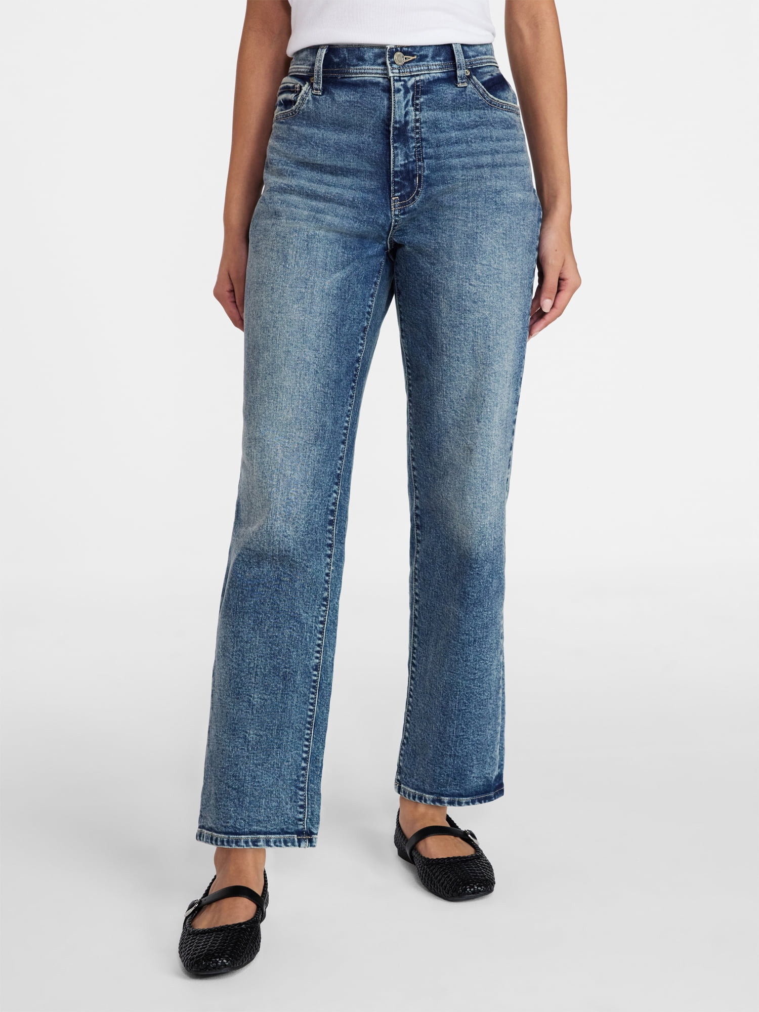 Time and Tru Women's Relaxed Boyfriend Jeans, 26" Inseam, Sizes 0-22 ...