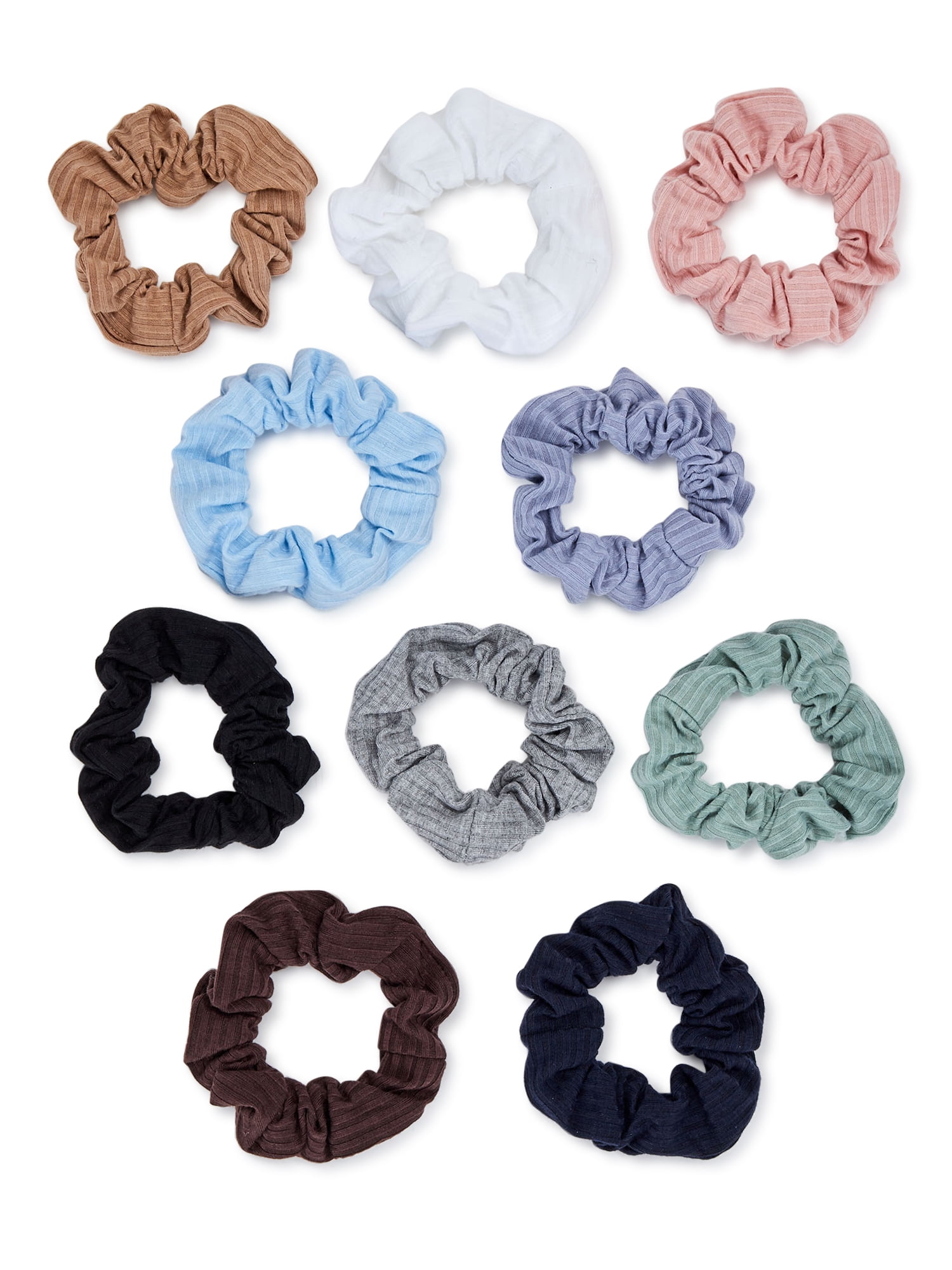 Time and Tru Women's Ribbed Hair Ties 10-Pack Multi-Color Hair Ties for ...