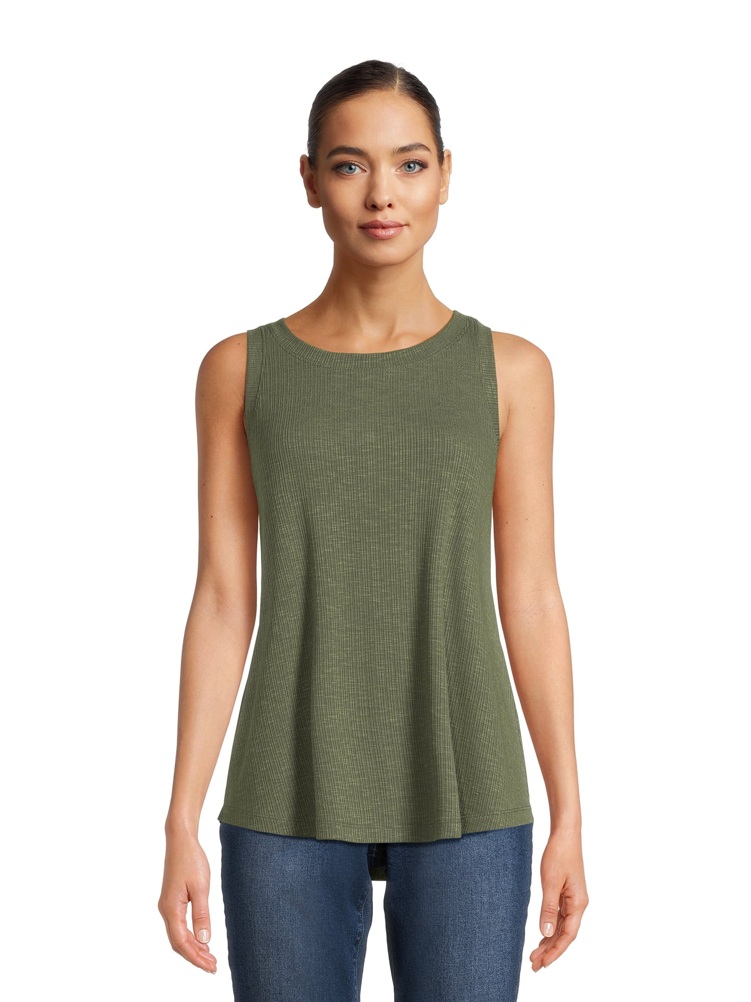 Time and Tru Women's Ribbed Swing Tank Top, Sizes S-XXXL - Walmart.com