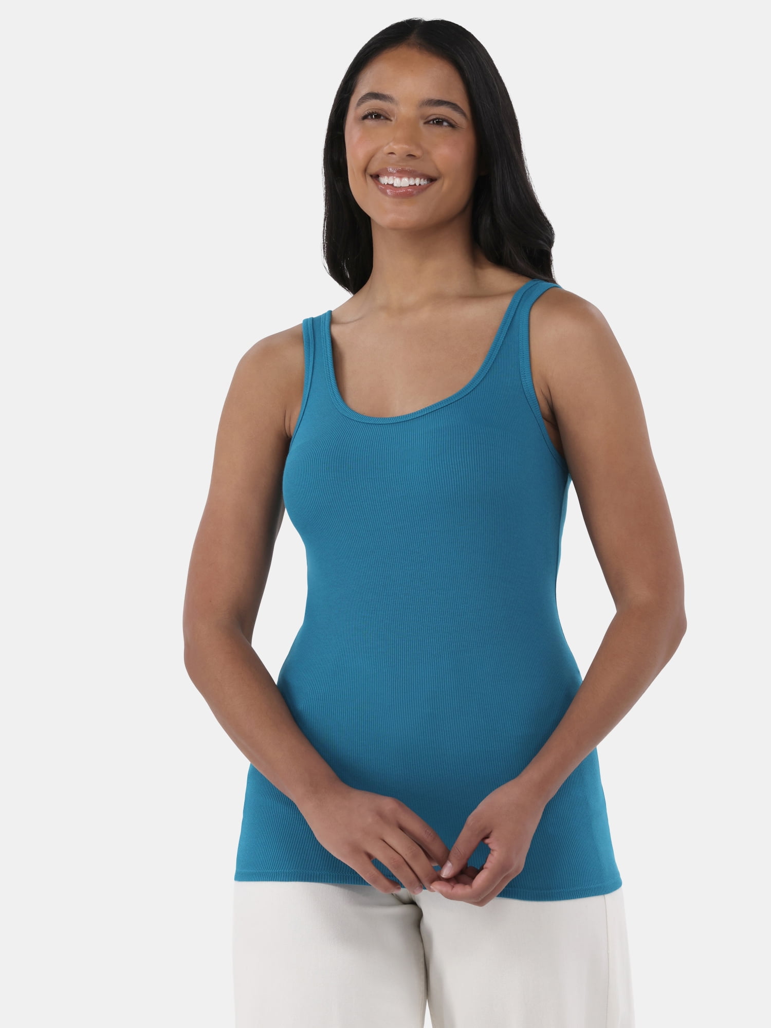 Time and Tru Women's Ribbed Tank Top, Sizes XS-XXXL, Sleeveless, Scoop ...