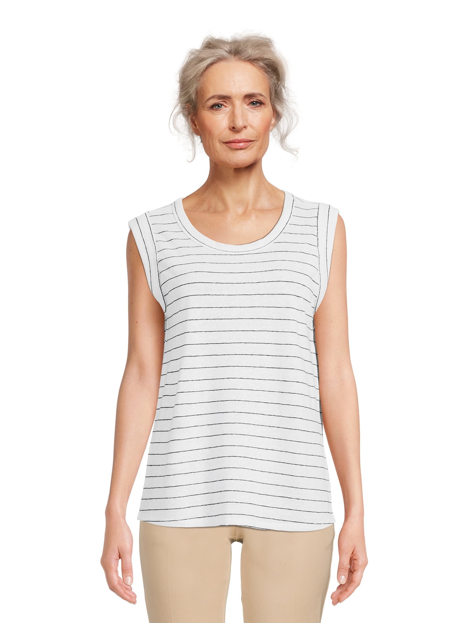 Time and Tru Women's Roll Cuff Top - Walmart.com