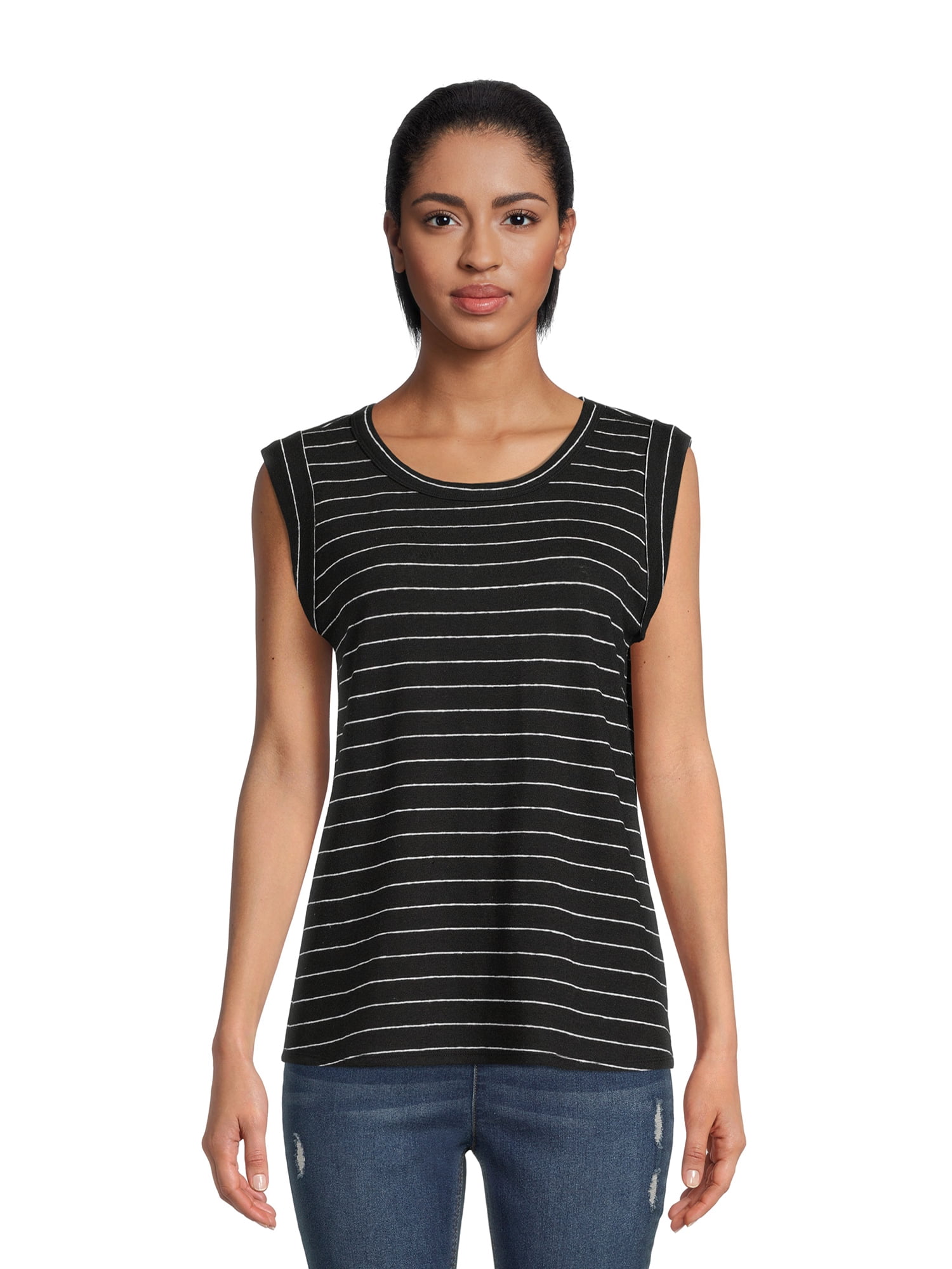 Time and Tru Women's Roll Cuff Top - Walmart.com