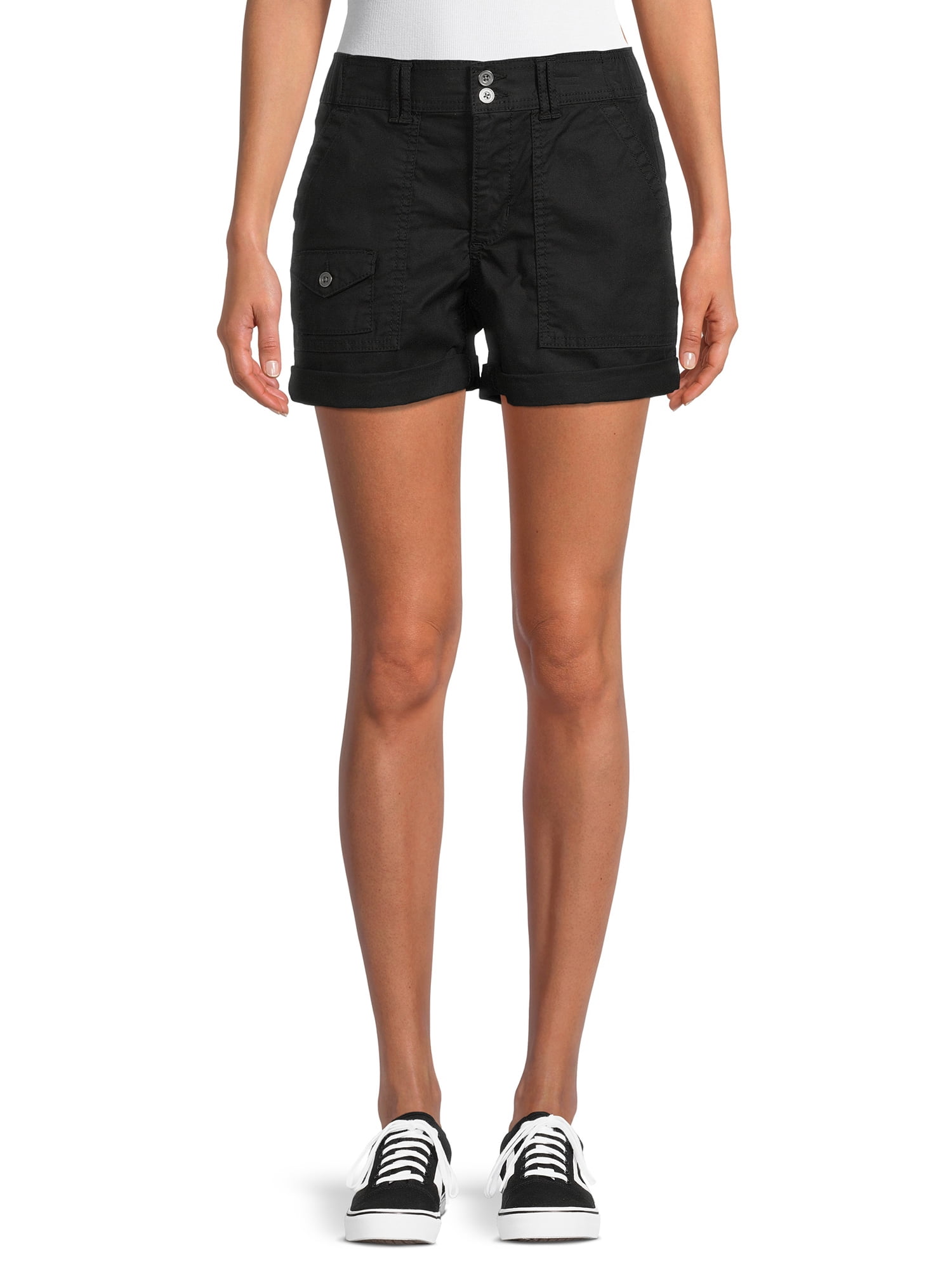 Time and Tru Women's Roll Cuff Utility Shorts - Walmart.com