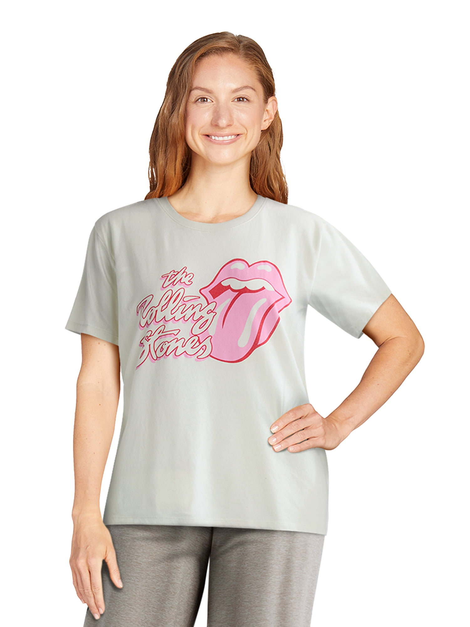 Time and Tru Women’s Rolling Stones Graphic Band Tee with Short Sleeves, Sizes S-XXXL - Walmart.com