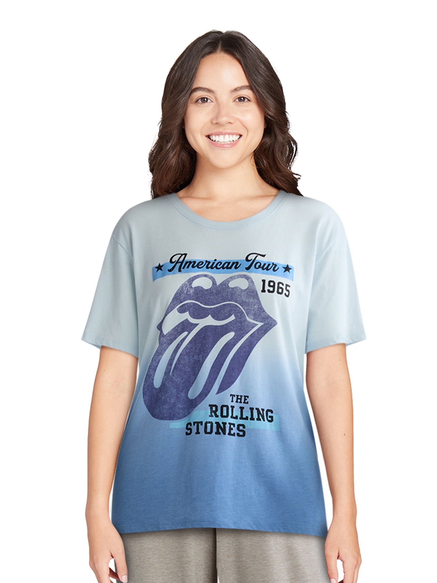 Time & Tru Women's Rolling Stones Tour Tee, Short Sleeves, Cotton Blend, S-XXXL - Walmart.com
