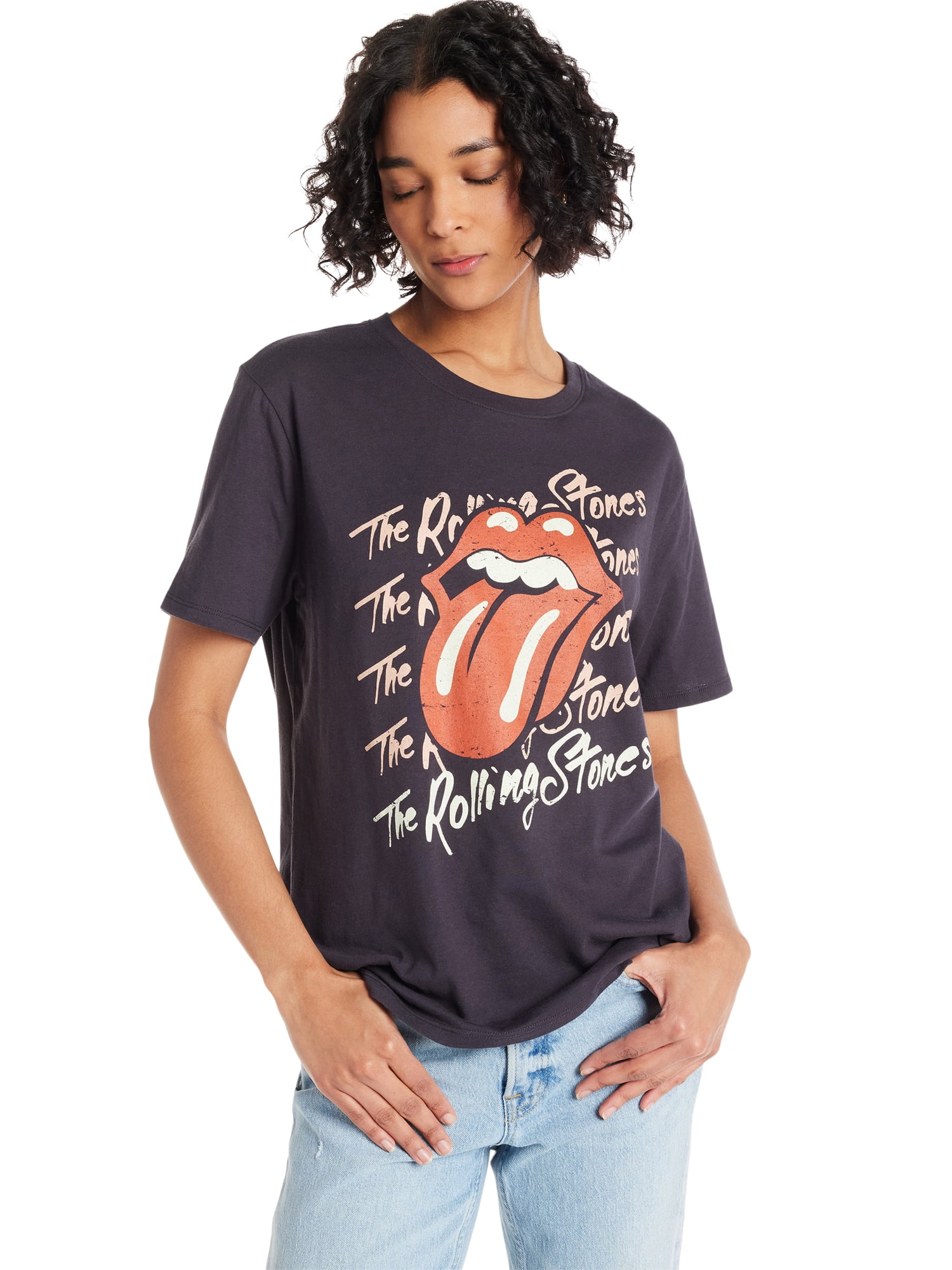 Time & Tru Women's Rolling Stones Graphic Tee, Short Sleeves, XS-XXL, Comfy & Relaxed - Walmart.com