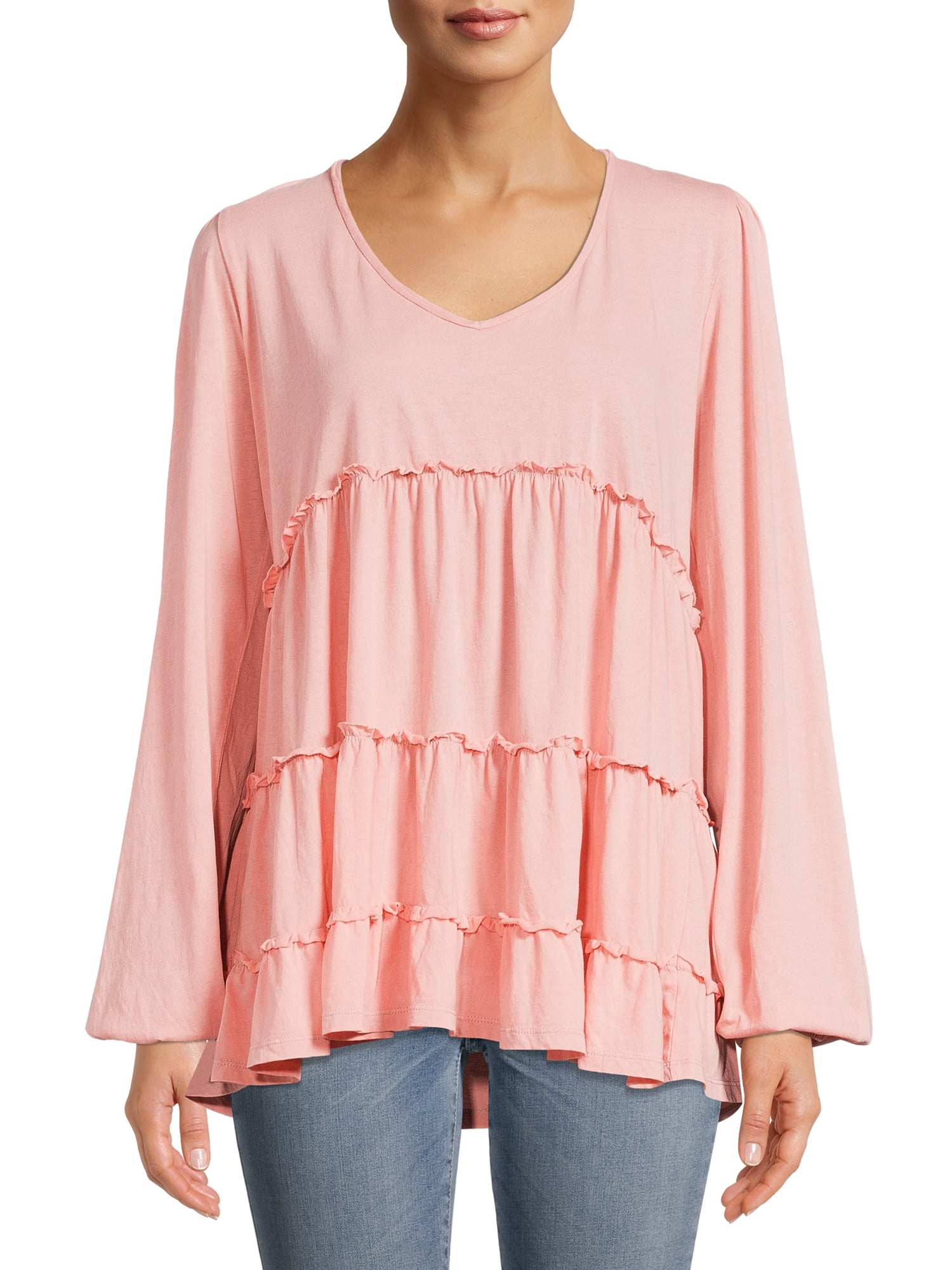 Time and Tru Women's Ruffle Tiered Top - Walmart.com