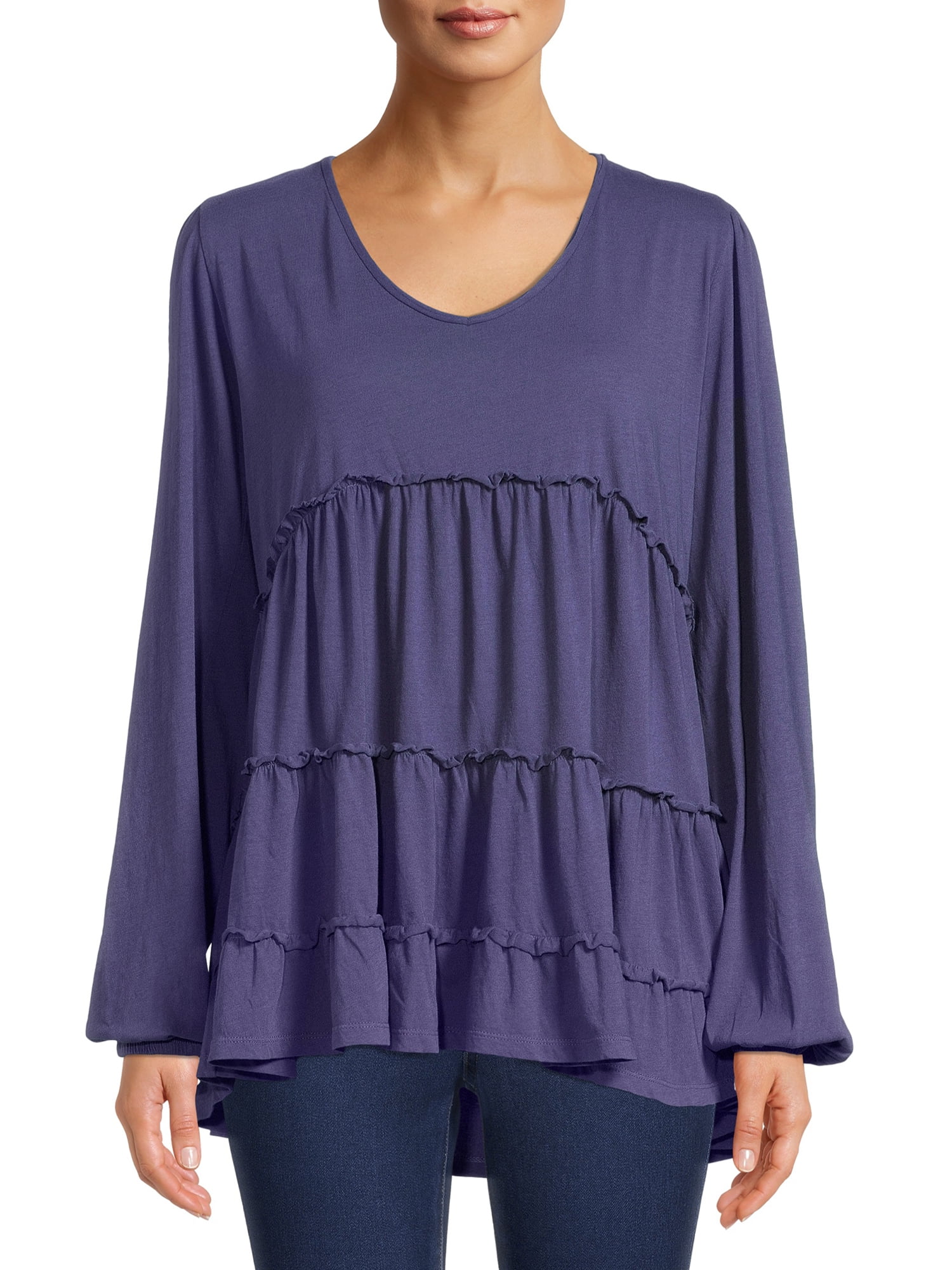 Time and Tru Women's Ruffle Tiered Top - Walmart.com