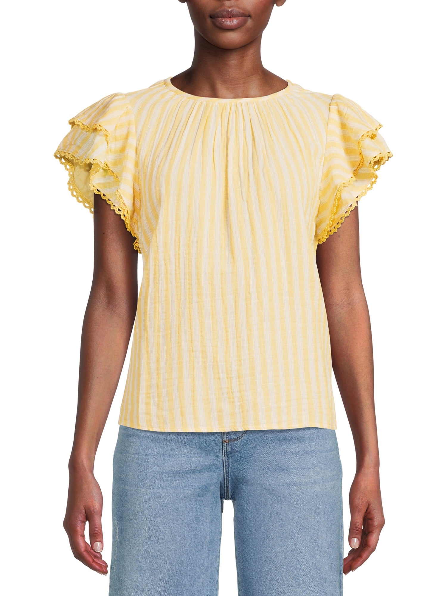 Time and Tru Women's Ruffle Top - Walmart.com