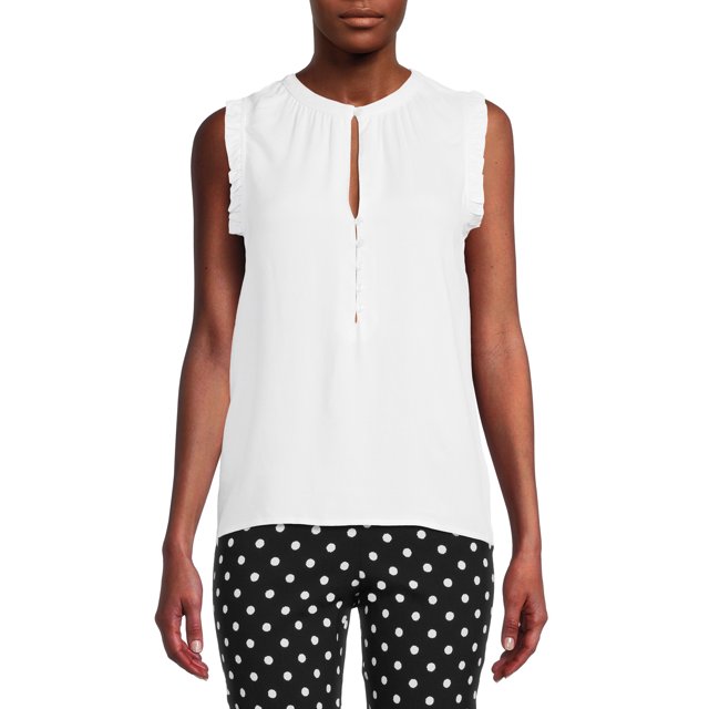Time and Tru Women's Ruffle Trim Tank Top - Walmart Business Supplies
