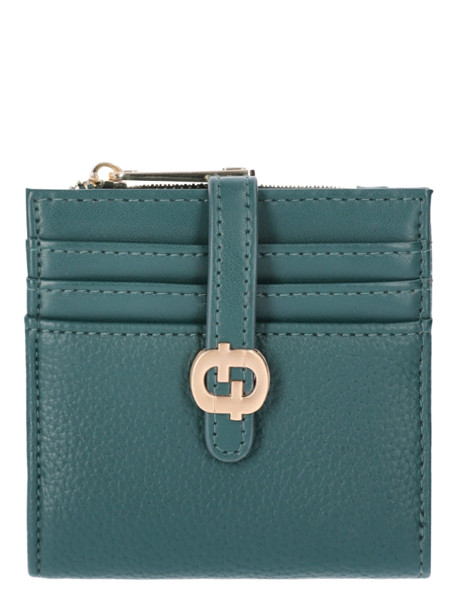 Time & Tru Women's Slim Compact Sadie Tab Card Wallet, Green Smoke ...