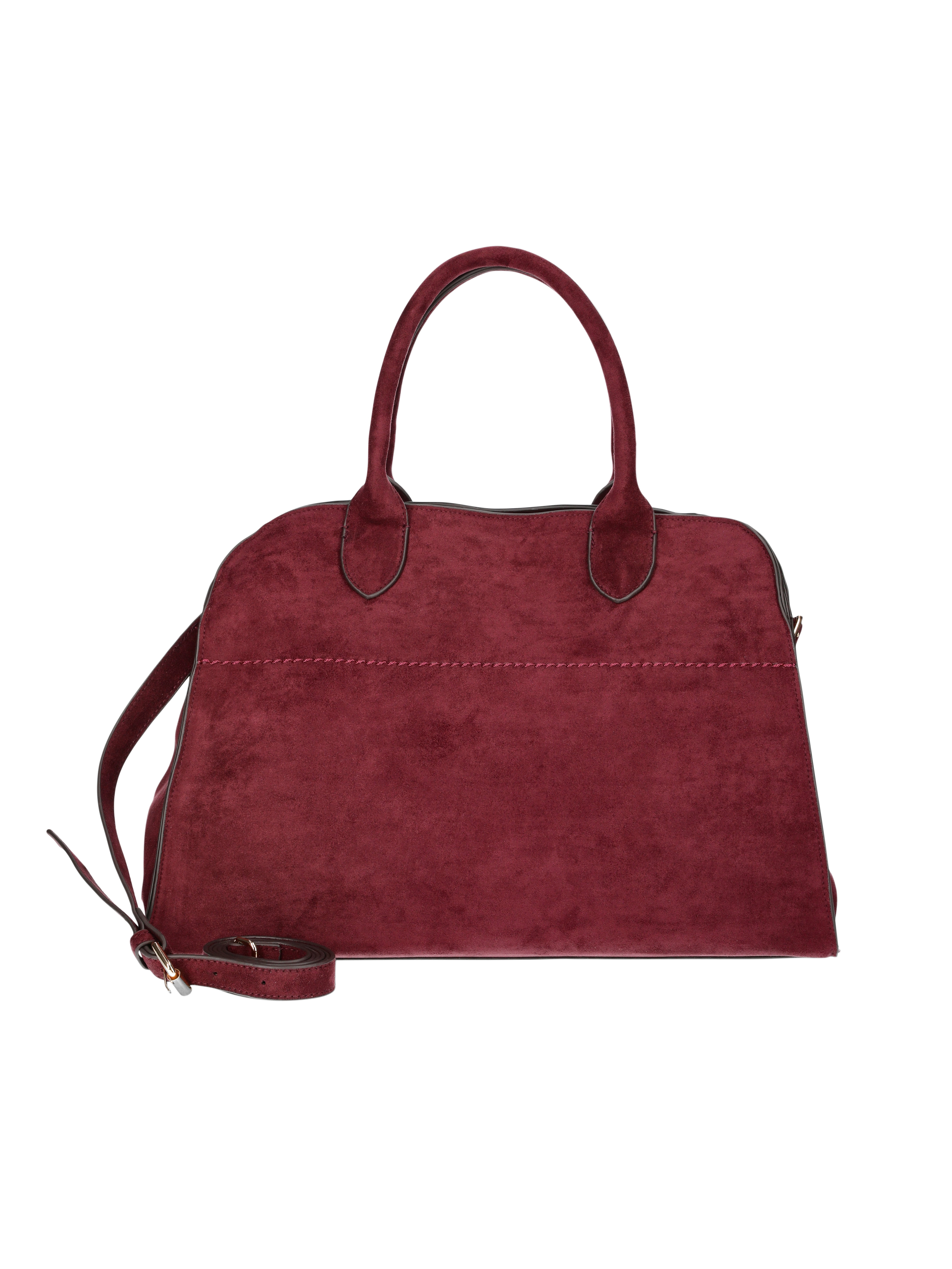 Time and Tru Women's Sage Satchel Soft Faux Suede Tote Bag, Wine ...