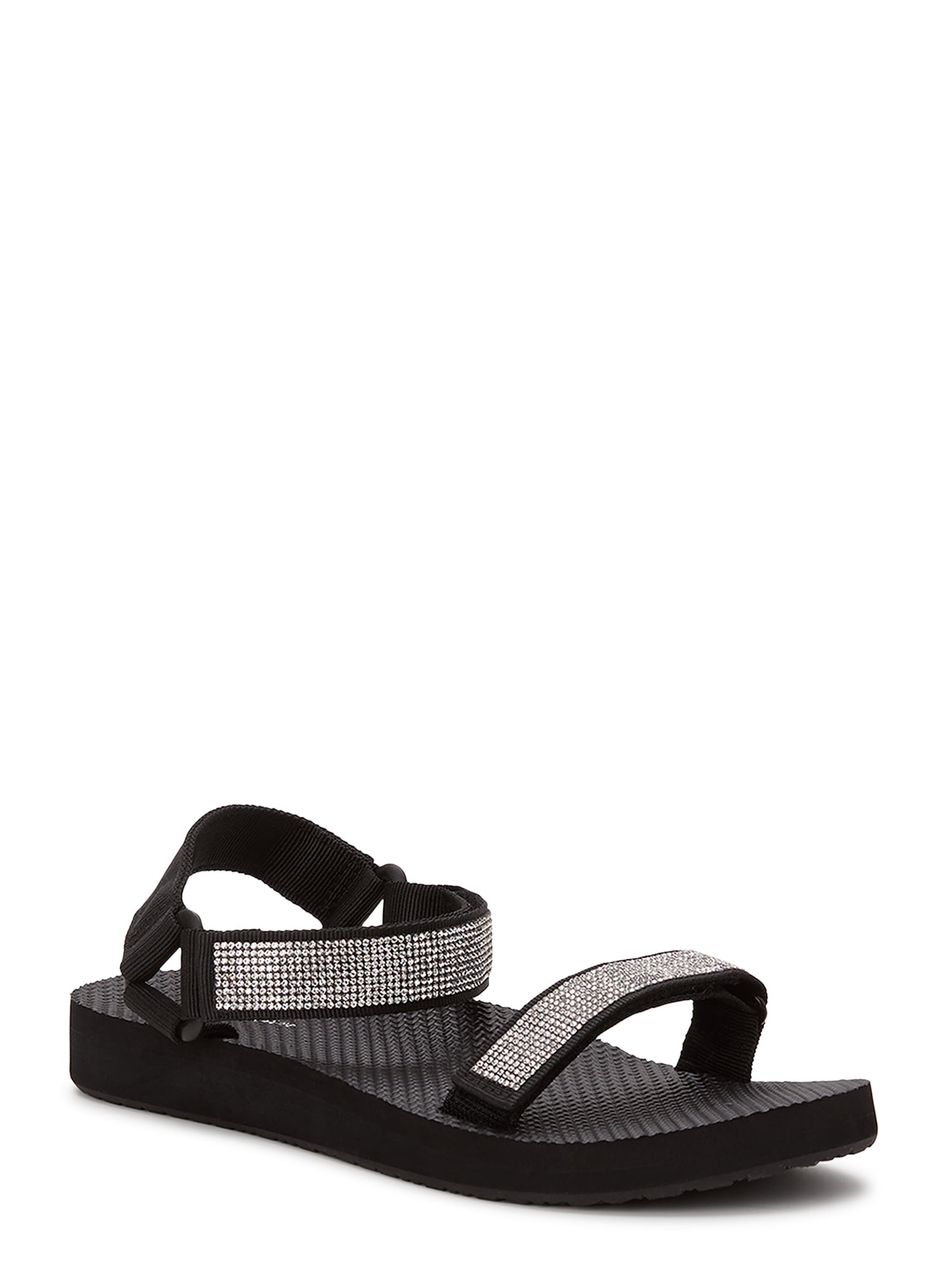 Time and Tru Women's Sandals Embellished, Regular Hook & Loop Black, 11 ...