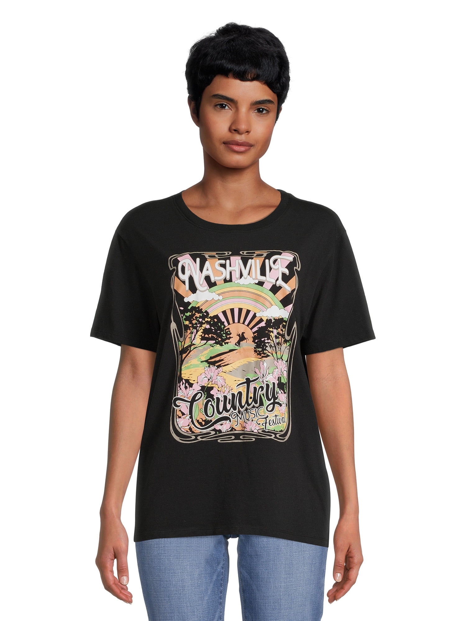 Time and Tru Women's Scenic Graphic Tee - Walmart.com